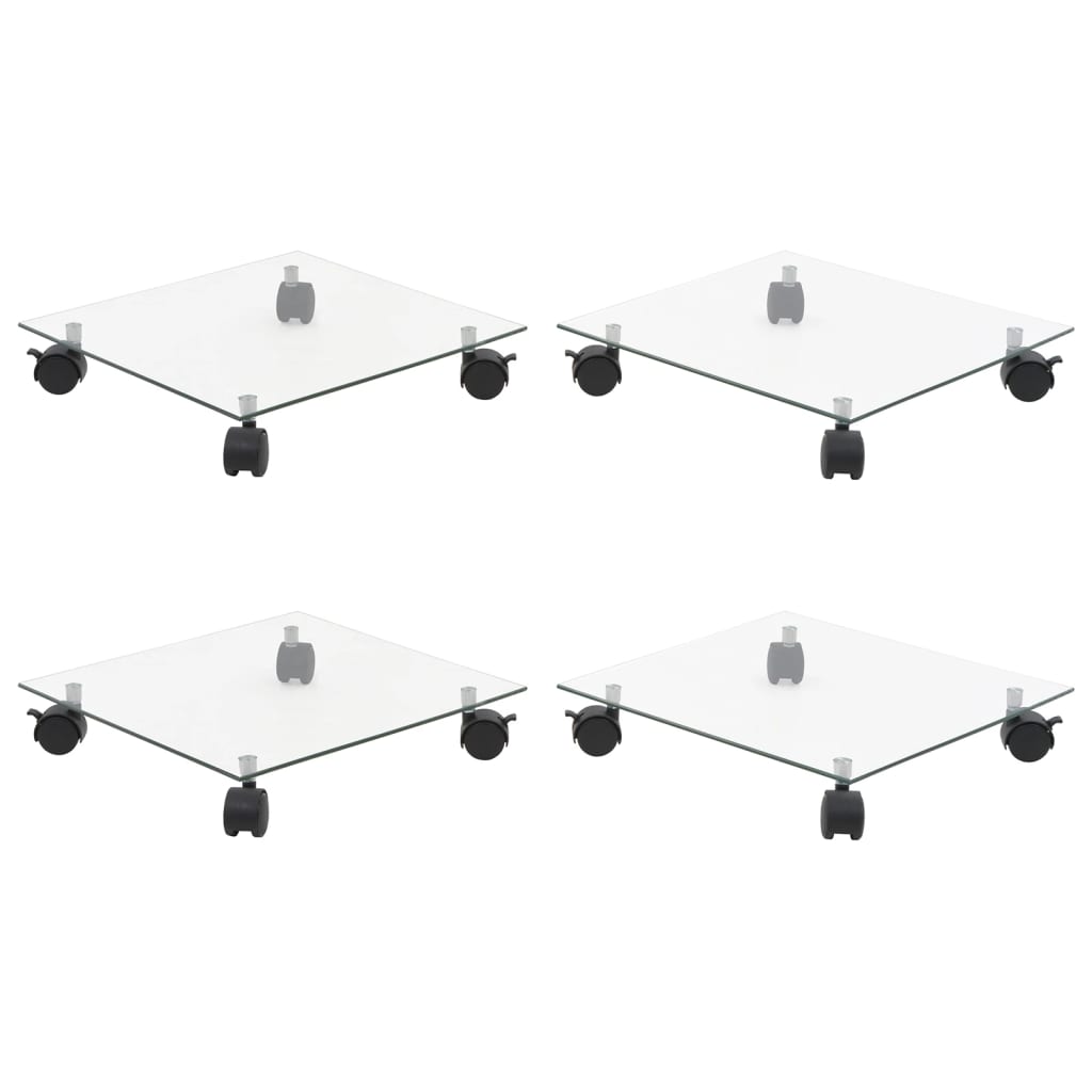 VidaXL Soportes ruedas plantas 4 uds cuadrado vidrio templado 35x35 cm ...