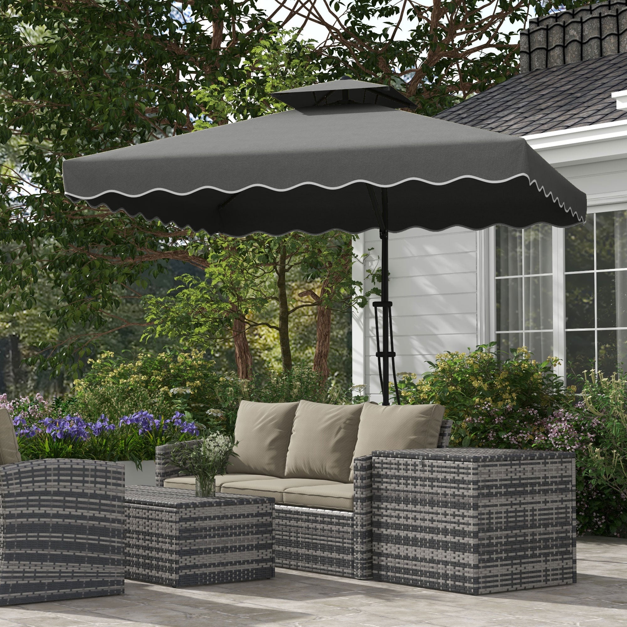 Parasol de jardin 2,5 x 2,5 m, parasol de balcon réglable en hauteur ...