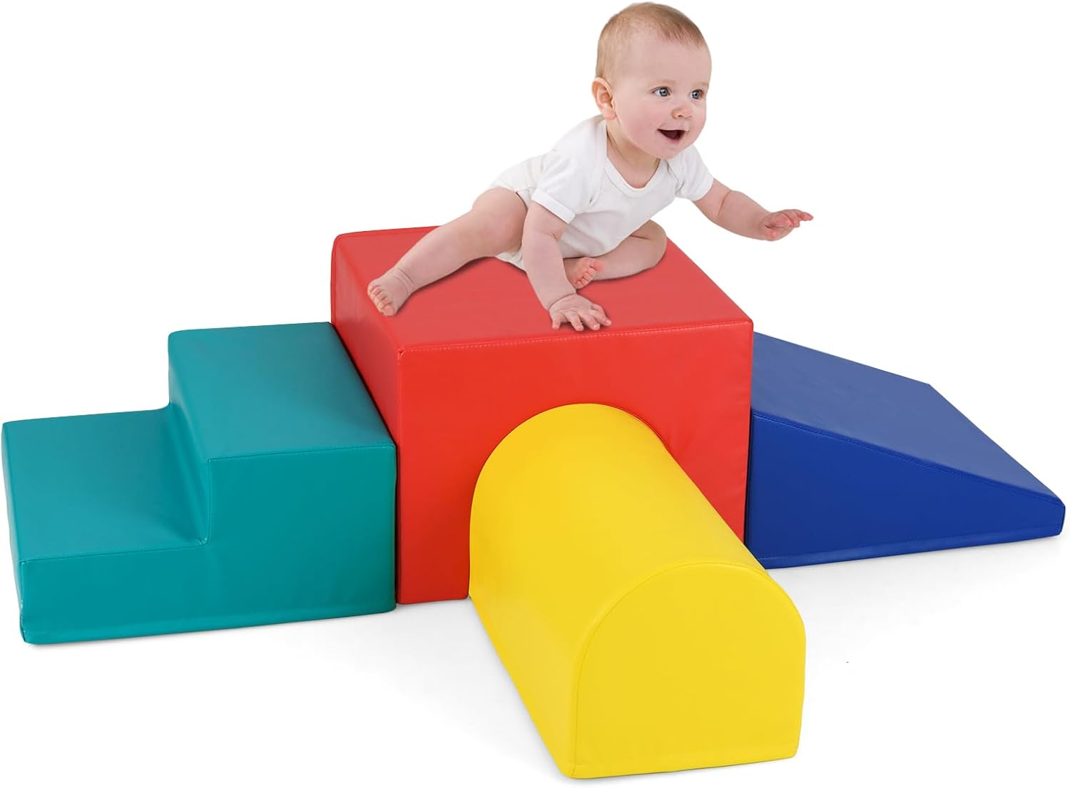 4 PCS Parcours Motricité Bébé en Mousse avec Housse Amovible en PU ...