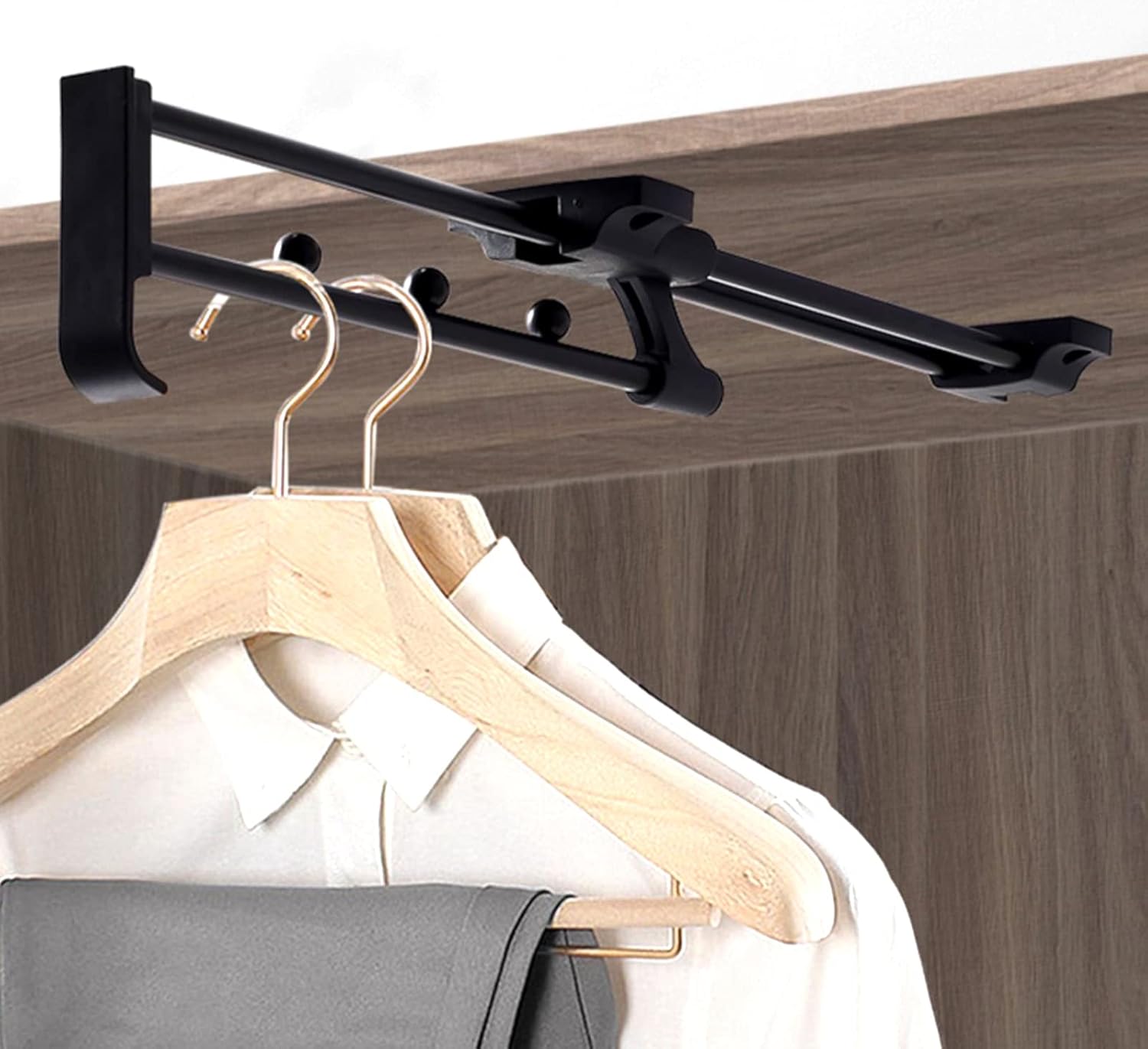 Percha corrediza para ropa, barra corrediza para armario, longitud 250 ...