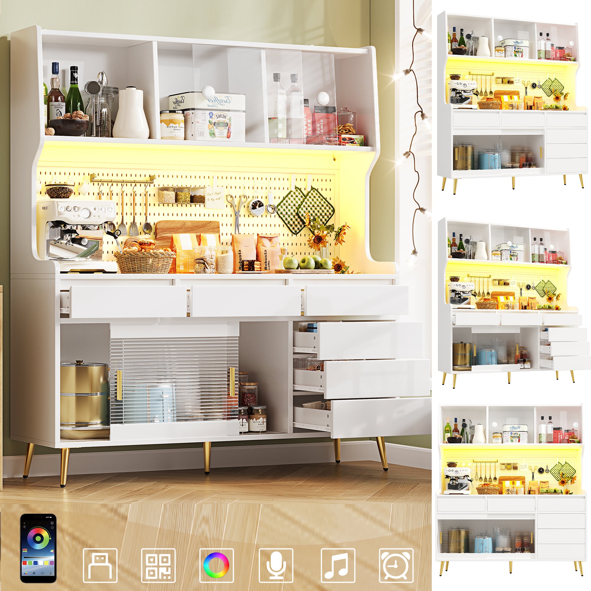 Armoires hautes modernes avec éclairage LED et commande par application ...