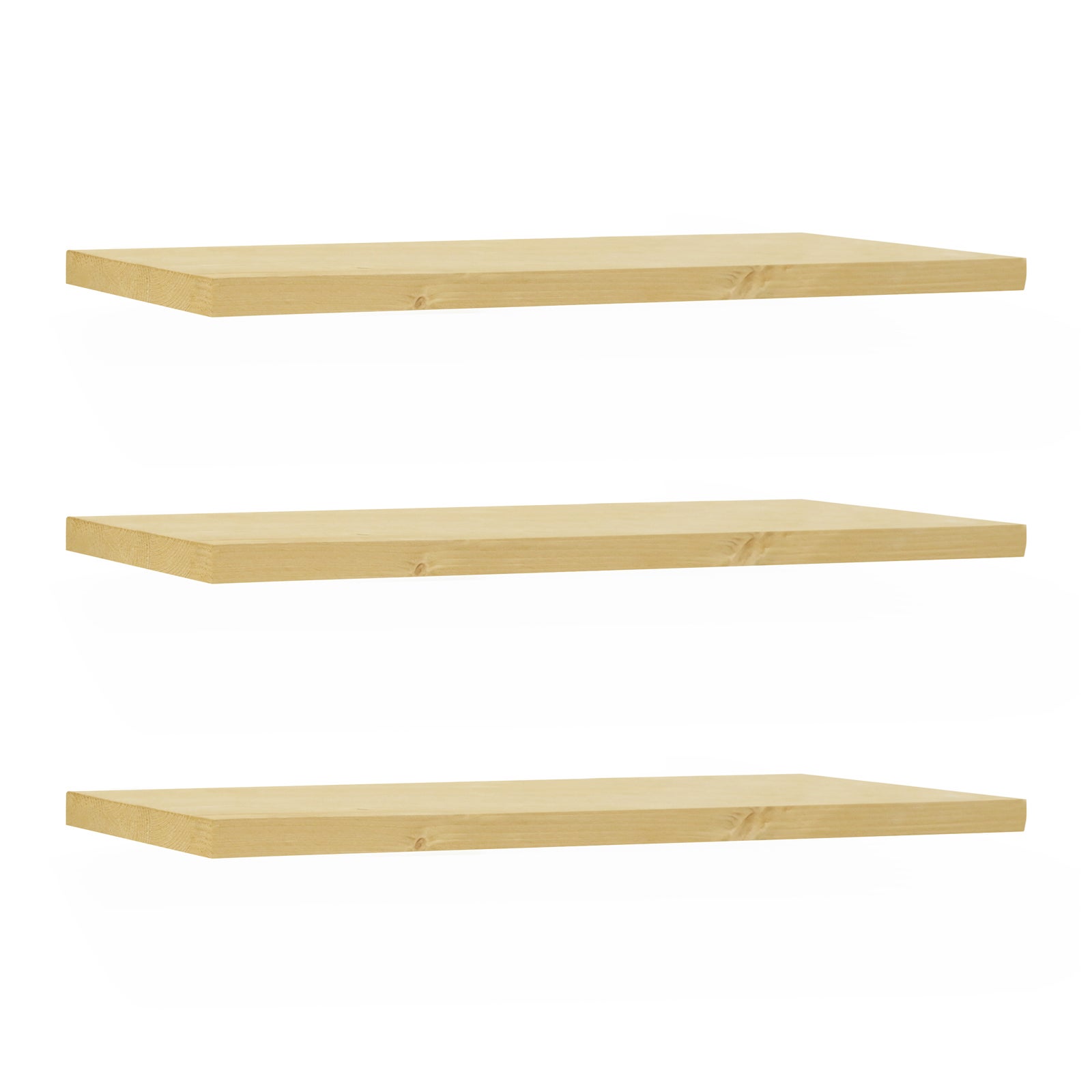 Pack 2 estanterías 60x3,2x20cm de madera maciza flotante natural ...