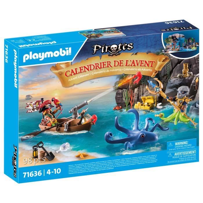 PLAYMOBIL 71636 Calendrier l'Avent Pirate, 24 surprises, 98 pieces, Des ...