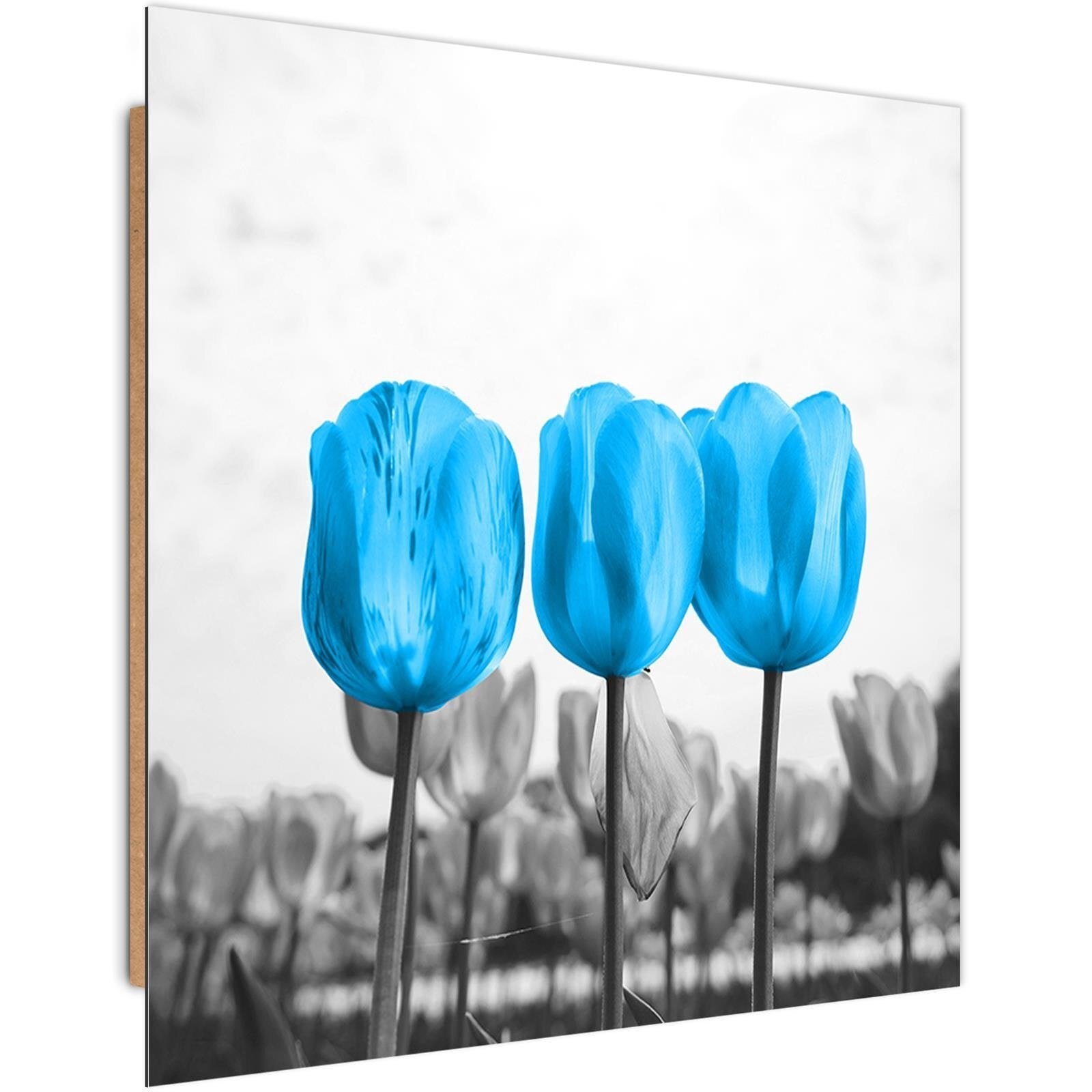 Tableau bois tulipes bleues - 60 x 60 cm | Leroy Merlin