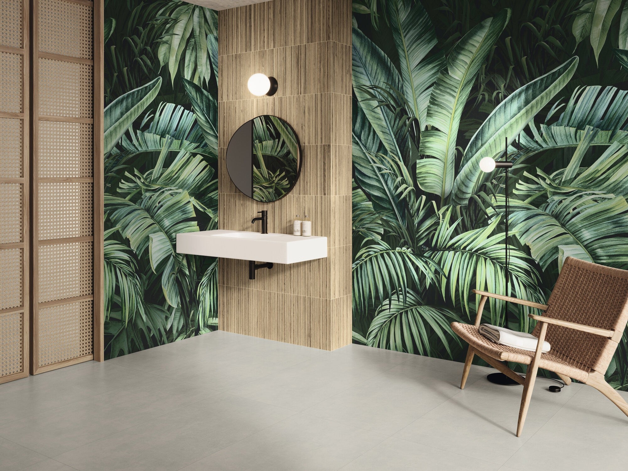 Carrelage Décoratif Effet Panoramique Motif Feuilles 120x280 ATELIER ...