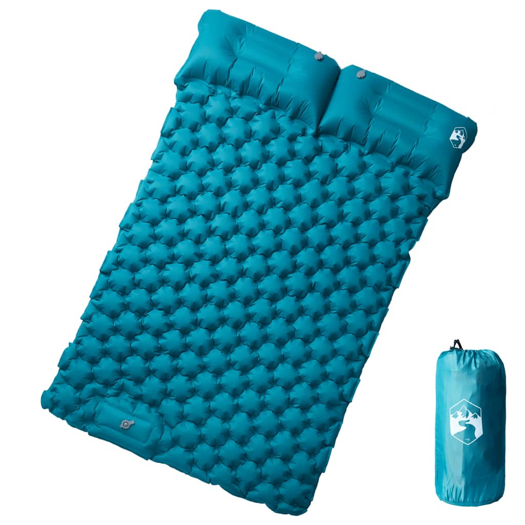 Colchón de camping autoinflable con almohadas para 2 personas azul ...