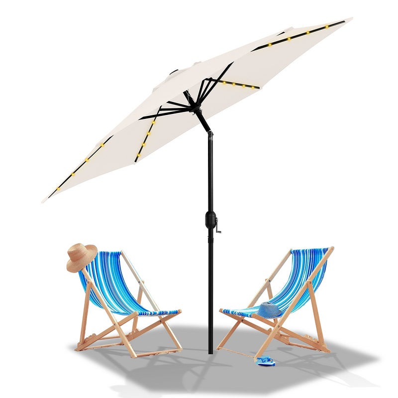 Sombrilla, sombrilla de jardín,con mecanismo de manivela y LED, Ø 270 ...