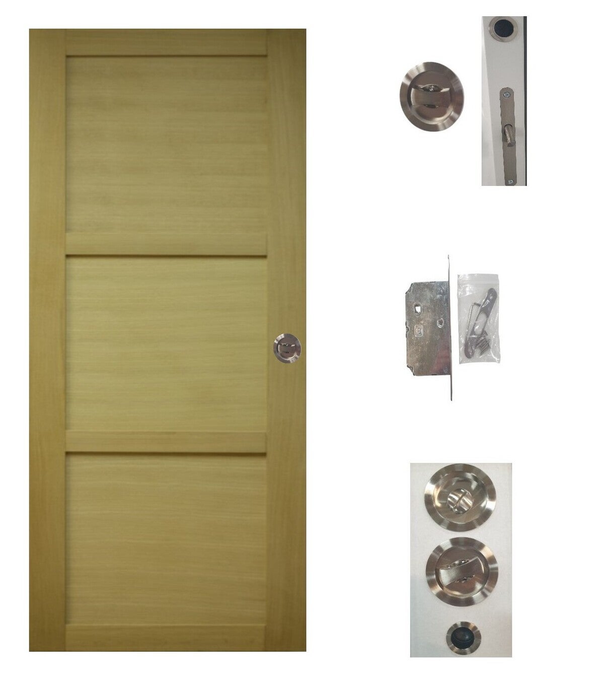 Porte Coulissante Bois Ayous 3 Panneaux H204 X L93 + Serrure à ...