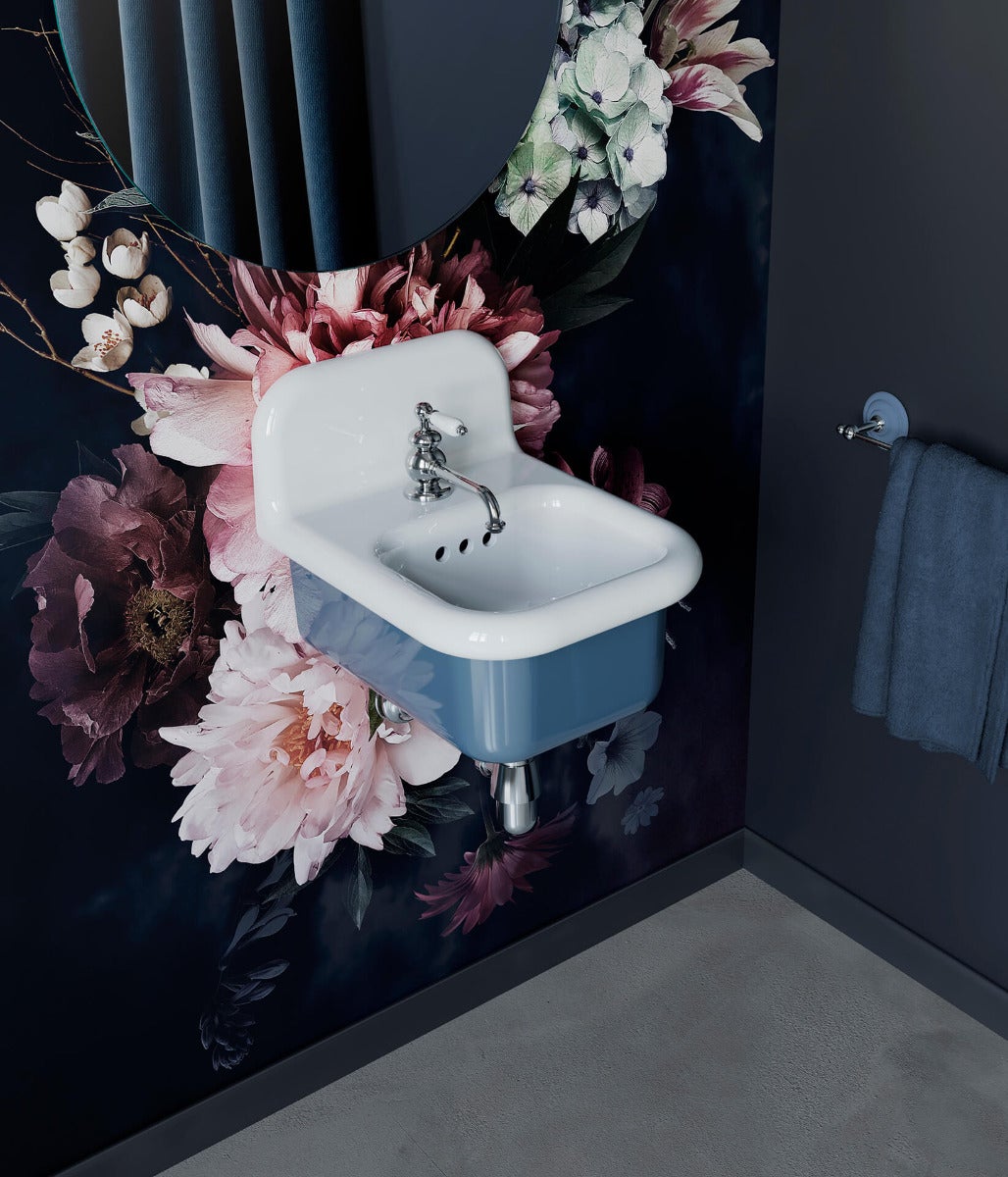 True Colors Lite - Lavabo rétro en céramique 35 cm - Bleu pétrol ...