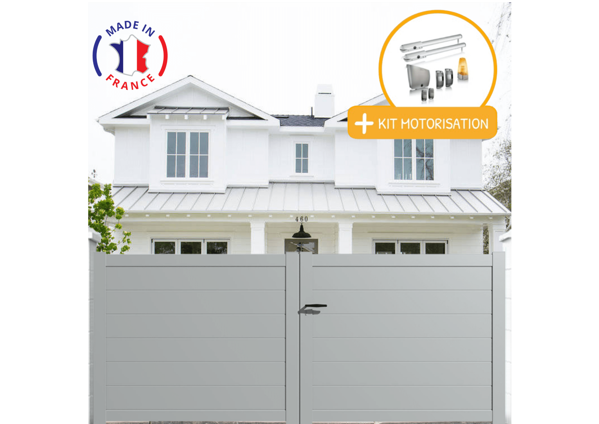 Portail aluminium battant plein en kit + Motorisation dimensions L.4000 ...