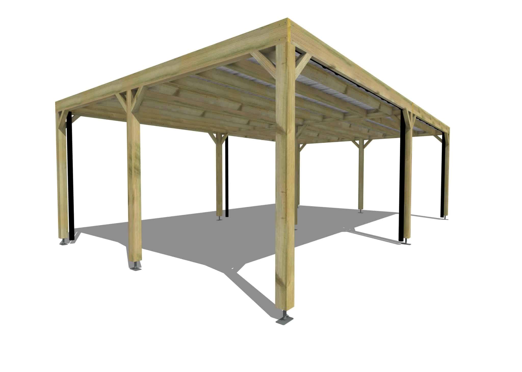 Carport bois • 8m x 5m • indépendante • sens largeur • livraison ...