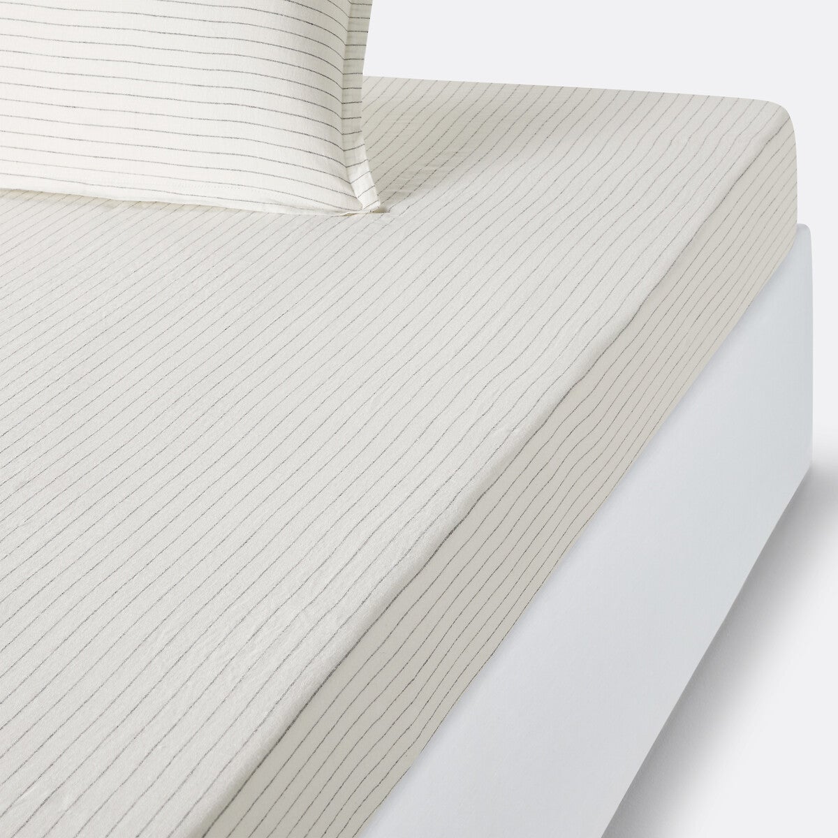 Drap housse lin lavé bonnet 35 cm, Linot Rayé - Rayé - 140 x 200 cm ...