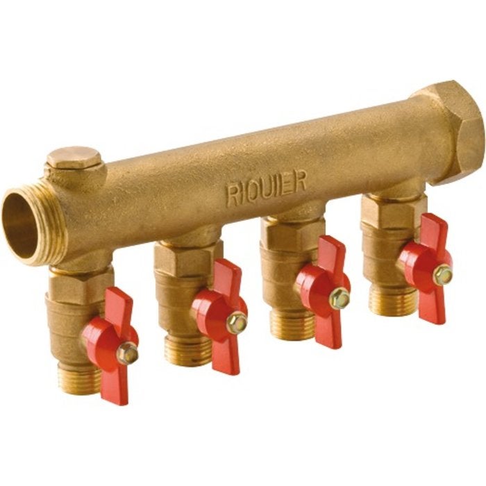 Collecteur 4 sorties - Riquier - MF 1' - Avec vanne M 1/2' | Leroy Merlin