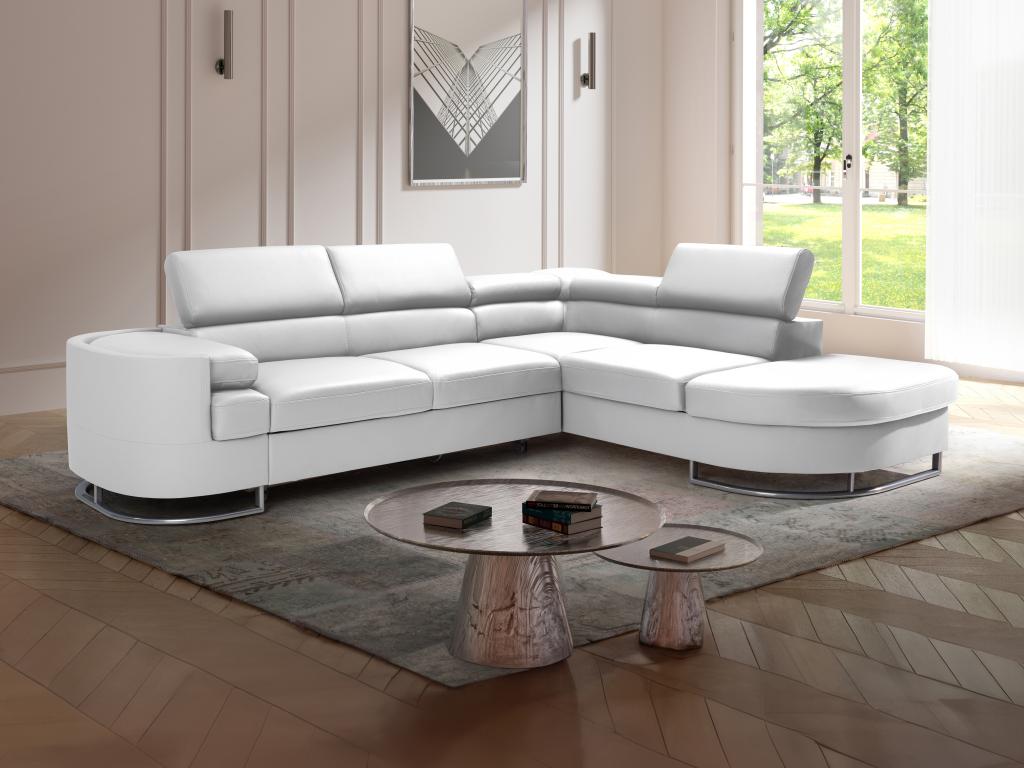 Divano letto in Similpelle Bianco - Angolo a destra - MYSEN II | Leroy ...