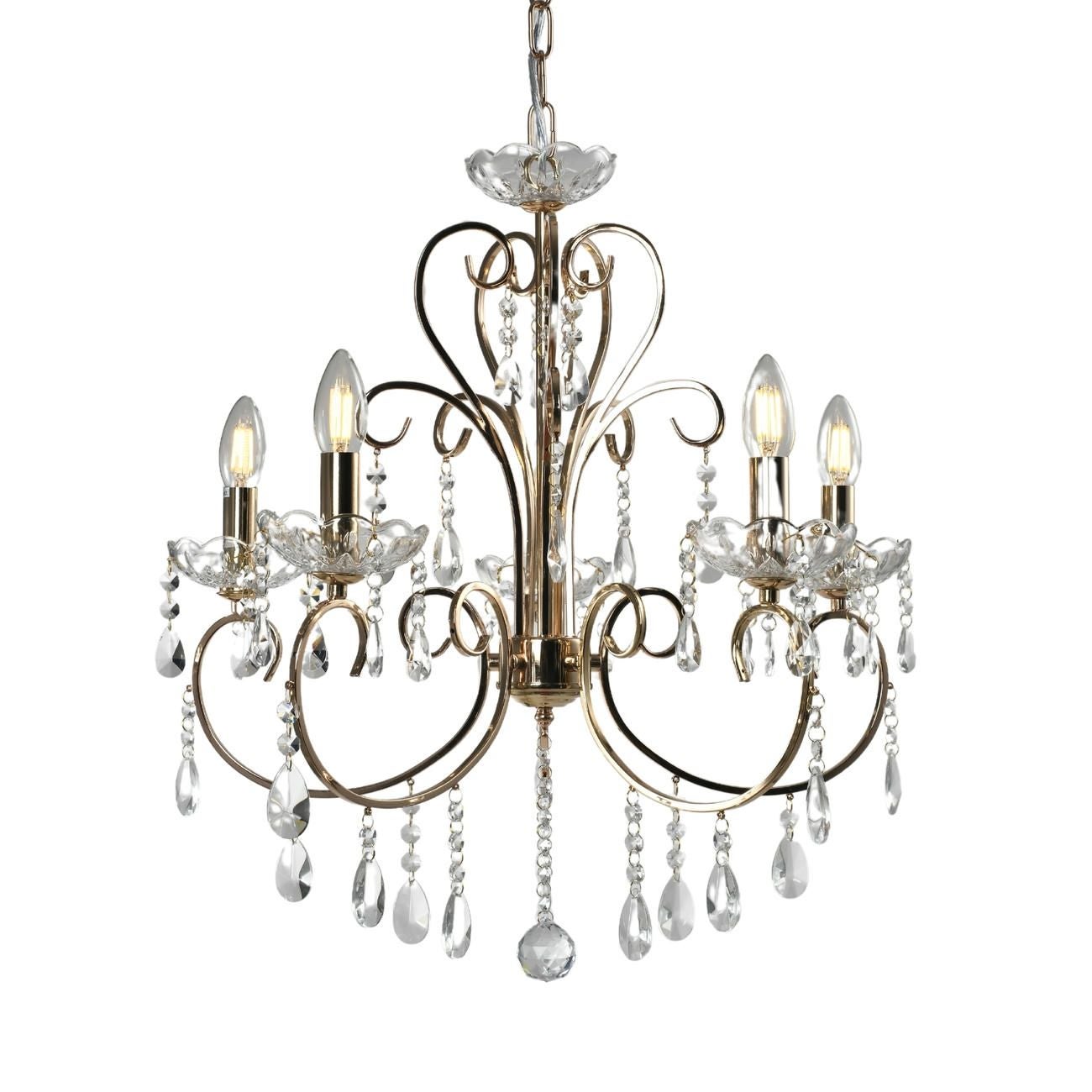 Lustre en métal, cristal et verre Doré rose 57 cm - Pavia | Leroy Merlin