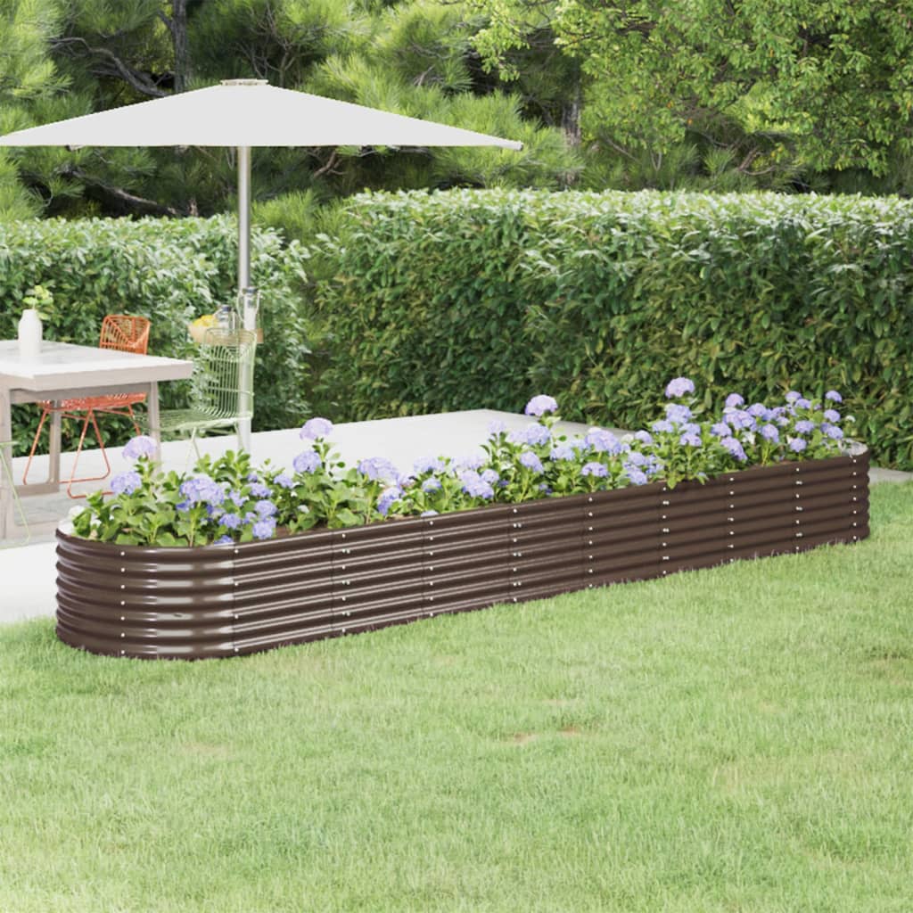 Maison Exclusive - Lit surélevé de jardin Acier enduit de poudre marron ...