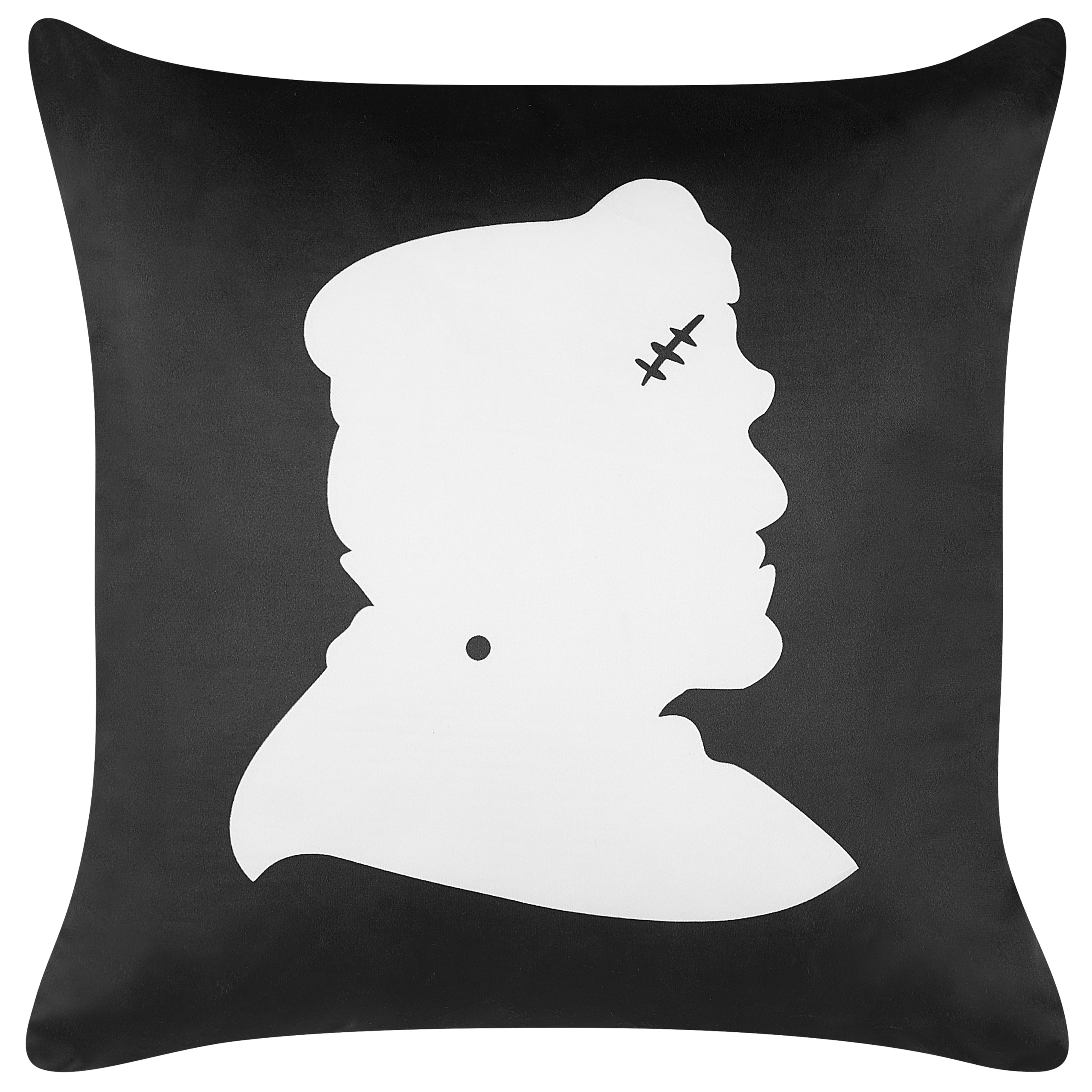 Coussin Décoratif en Velours Noir et Blanc 45 x 45 cm Motif ...