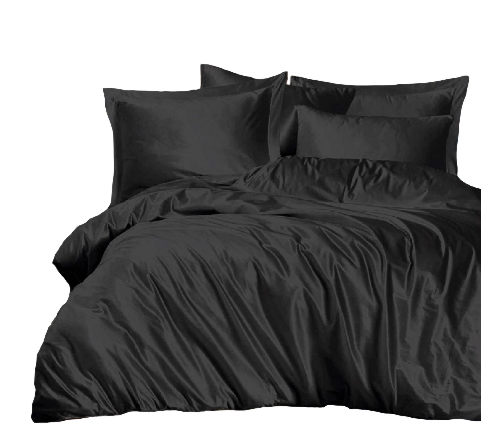 Parure de lit noire unie 140 x 200 cm - M'Deco | Leroy Merlin