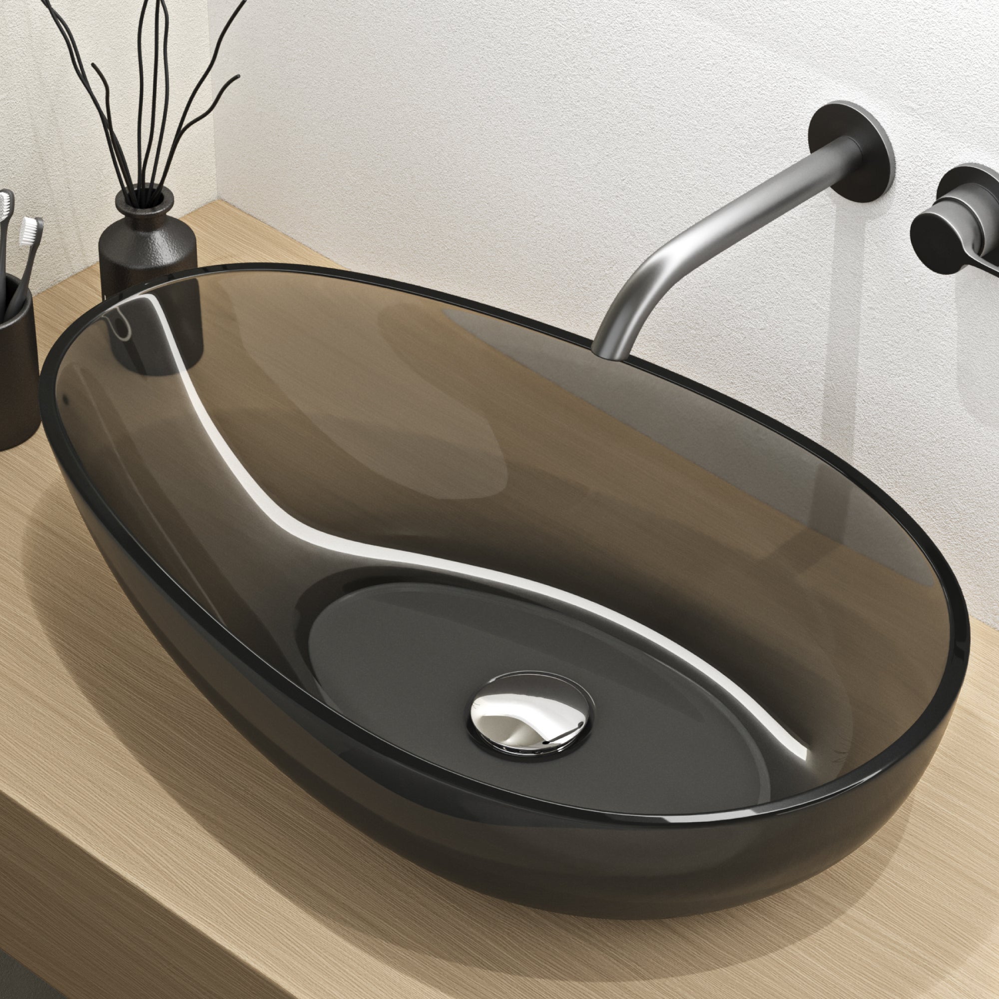 Mai & Mai Vasque à Poser 60x36x14 cm Lavabo en Résine sans Perçage ni ...
