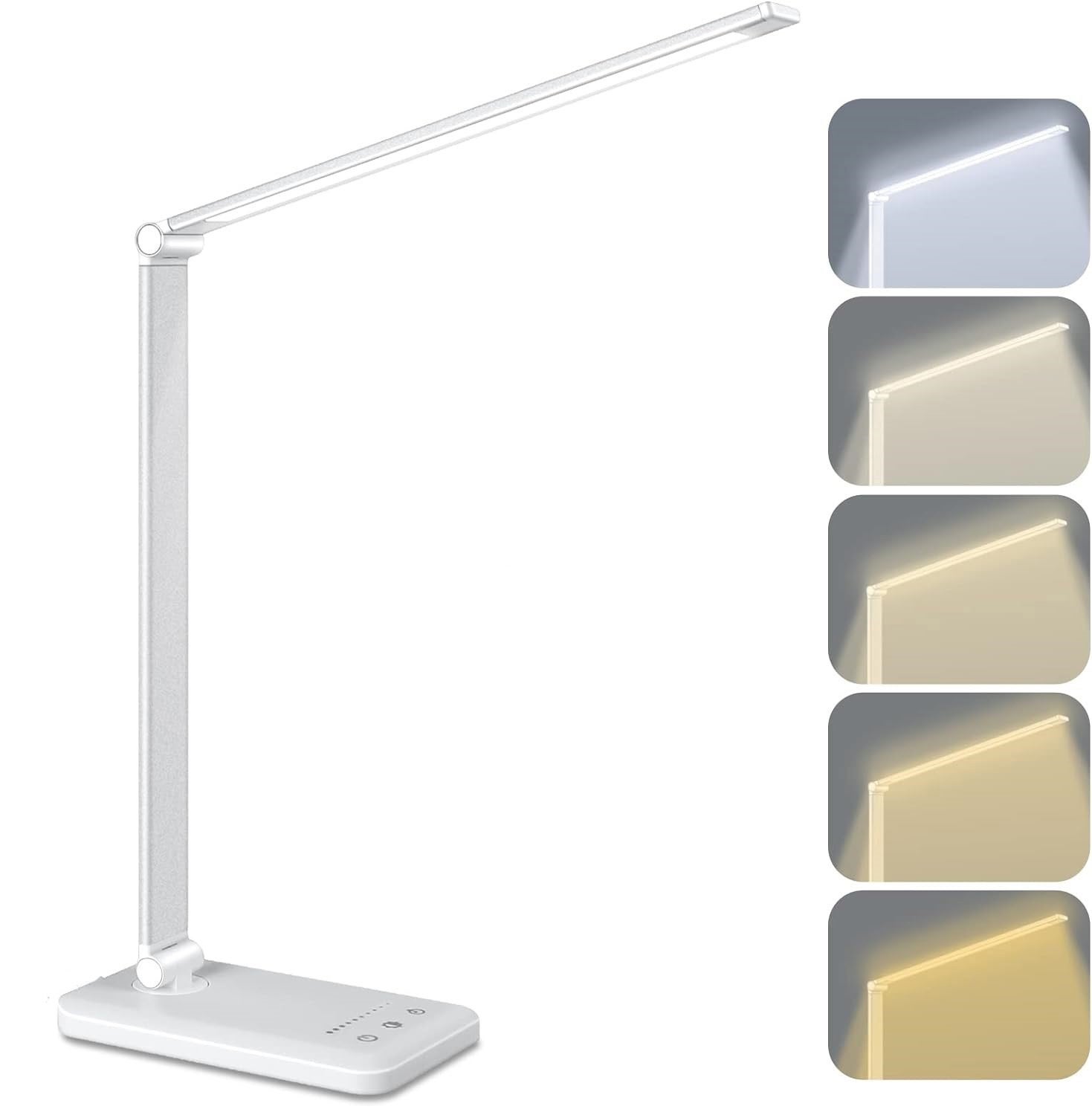 Lampe de bureau, lampe de bureau LED rechargeable, 5 températures de ...