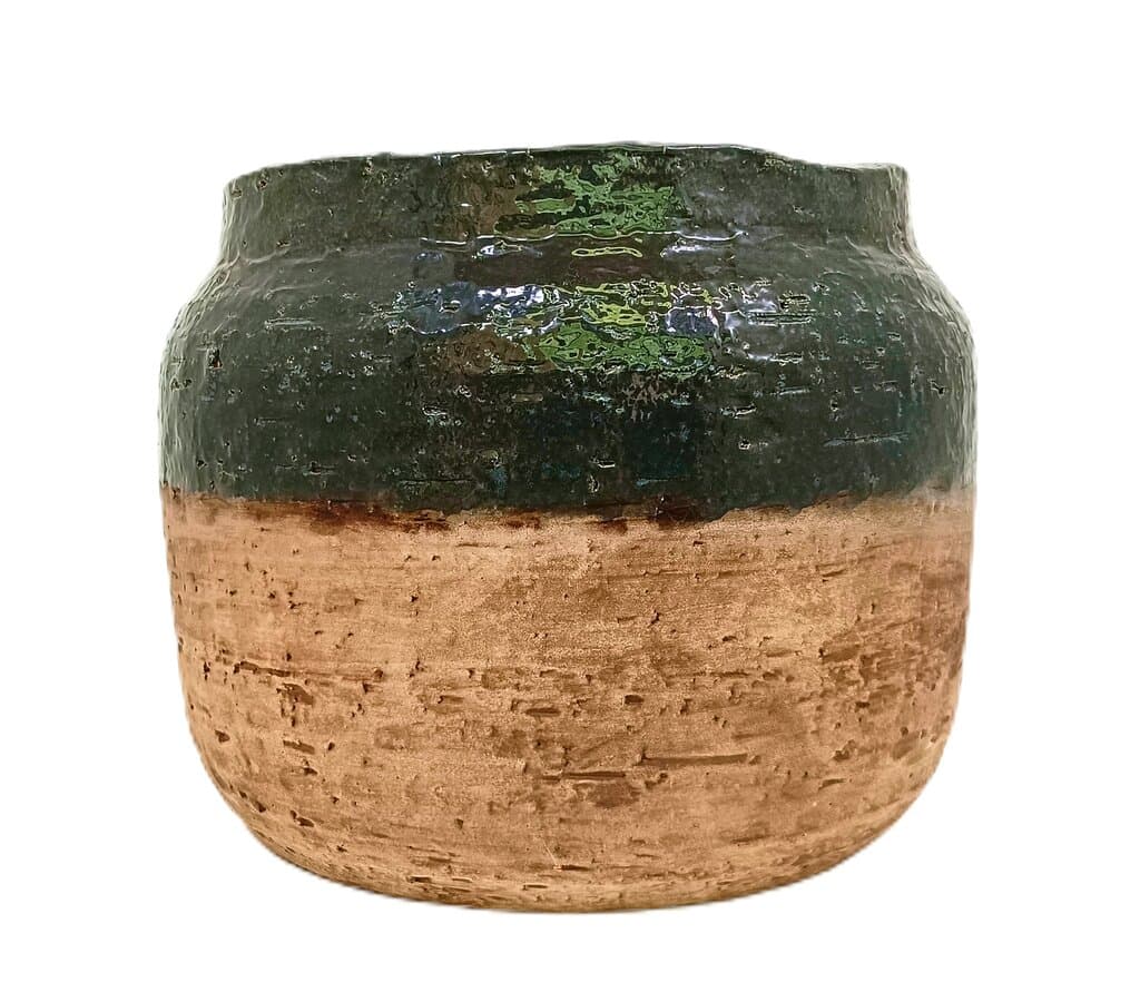 MACETERO DE CERÁMICA CHAMOTE VERDE 25X21CM | Leroy Merlin