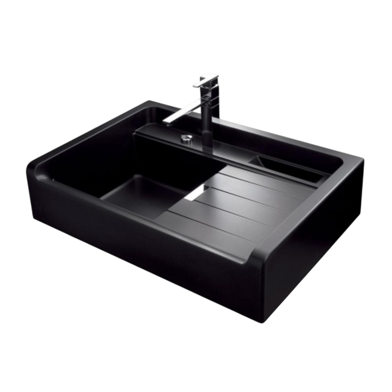 Évier timbre d'office granit Schock LARGO noir magma 1 bac 1 égouttoir ...