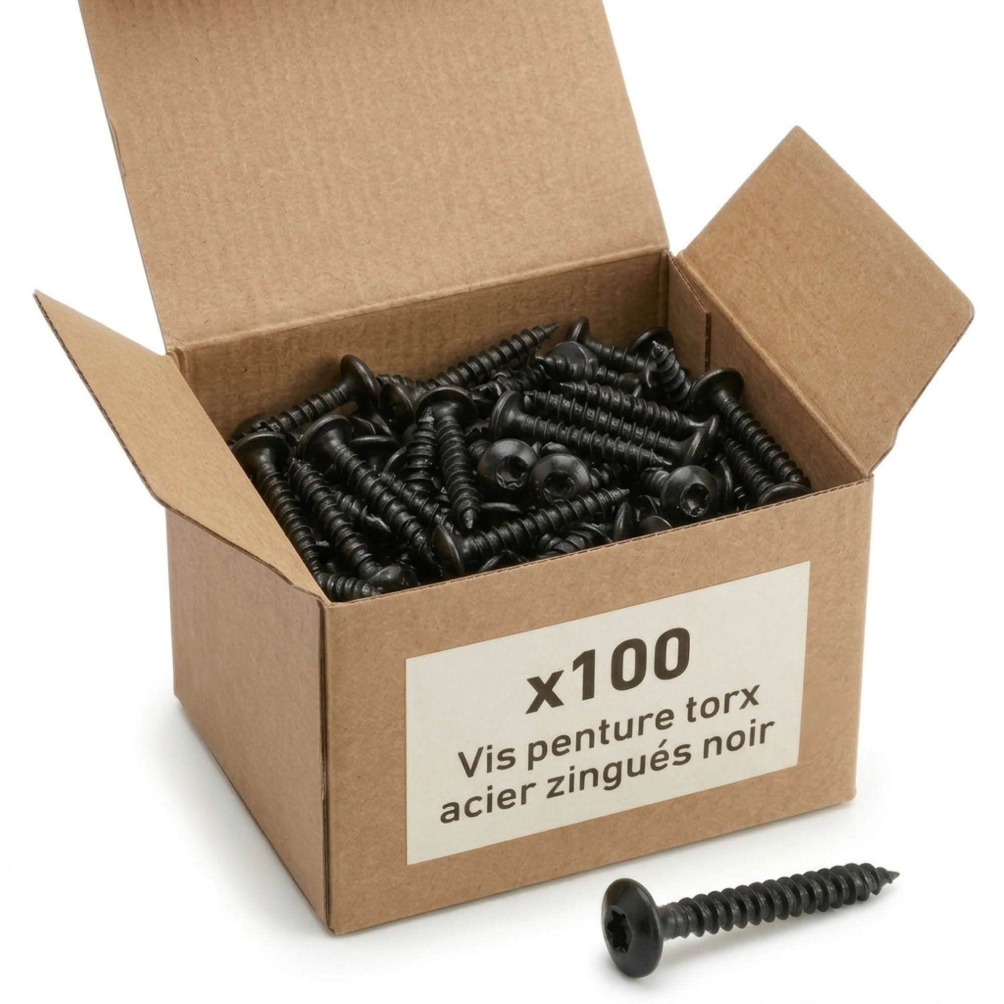 100 Vis Penture Torx acier zingués Noir 7,0 mm - Longueur 50 mm ...