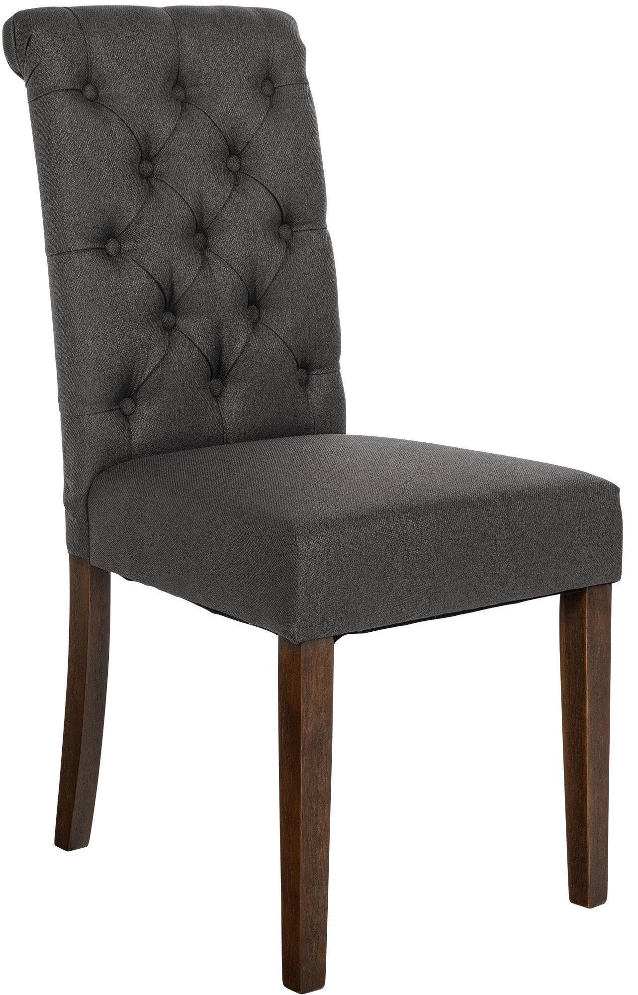 Silla de comedor x1 respaldo acolchado en tela gris oscuro, patas de ...
