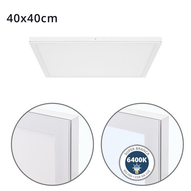 Panel superficie VOLTAIRE 40x40 36W LED 2880lm 6400K 120° C.40xL.40xA.2 ...