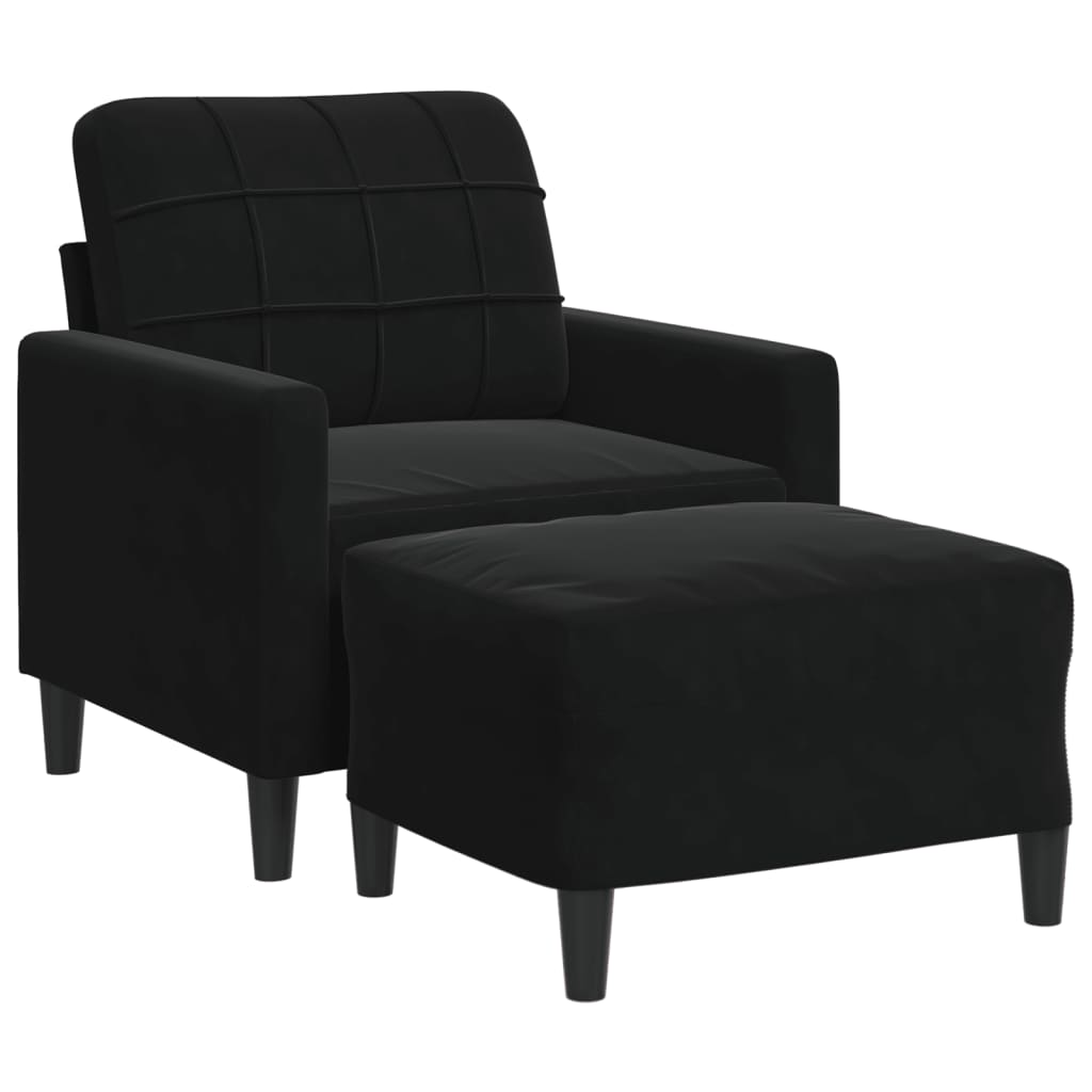 Sillón con taburete de terciopelo negro 60 cm | Leroy Merlin