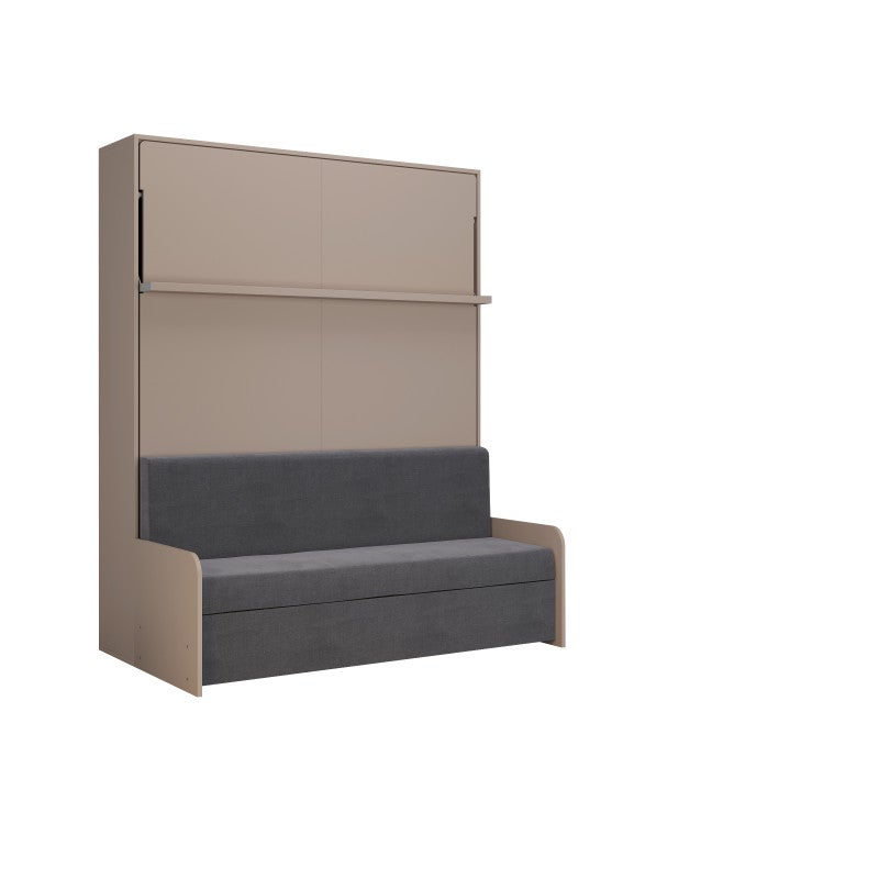Lit escamotable 160x200cm Taupe Vertical Canapé Gris Lit Mural CABORT ...
