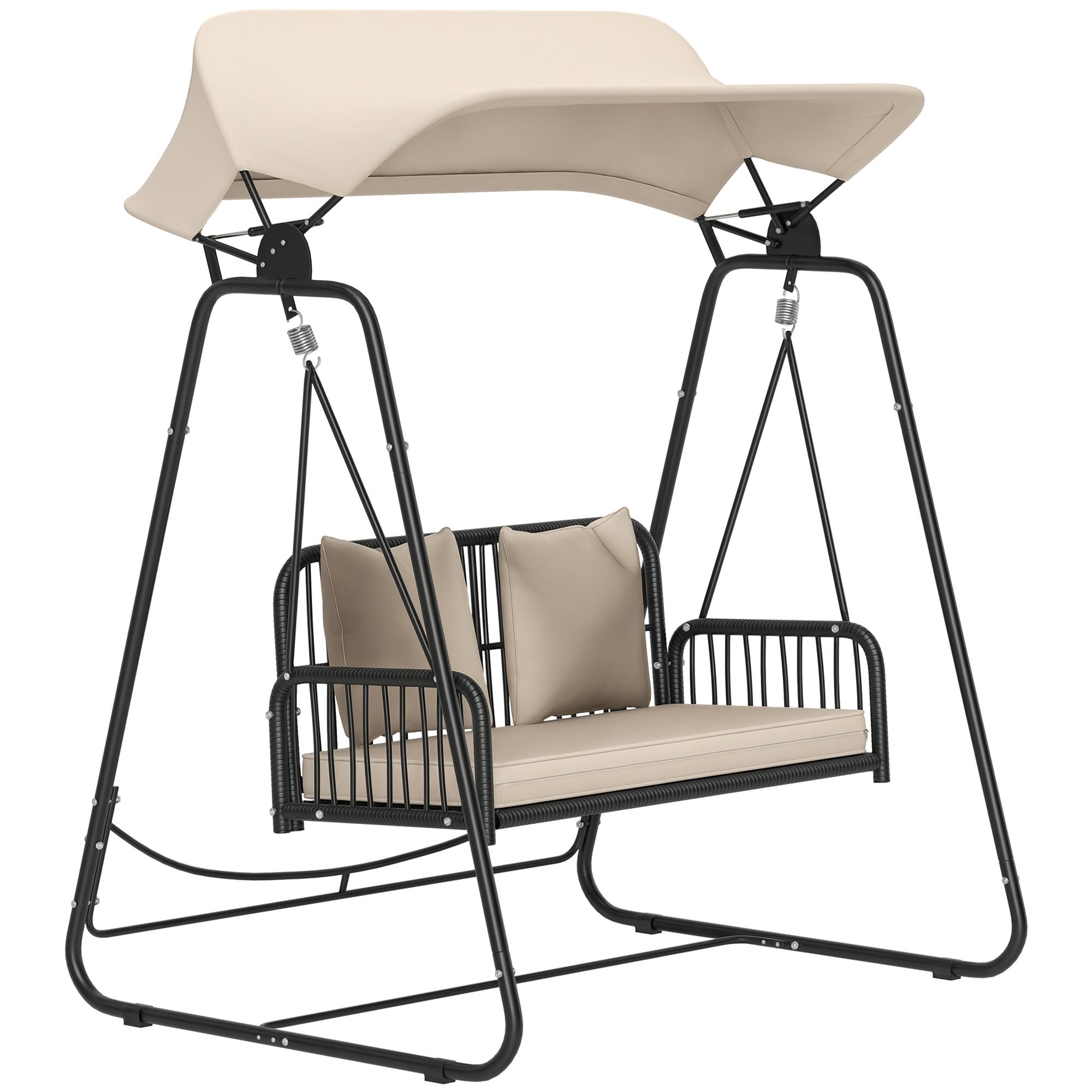 Columpio de jardín Hollywood Swing de 2 plazas, de ratán, con toldo y ...