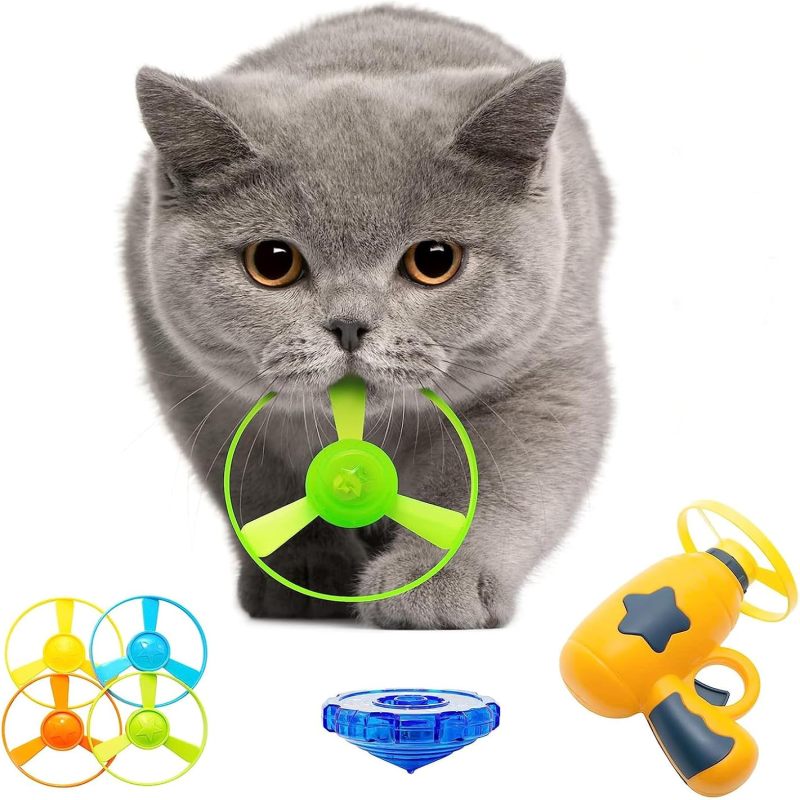 Interactif volant pour chat avec 5 hélices, 1 toupie, de poursuite pour ...