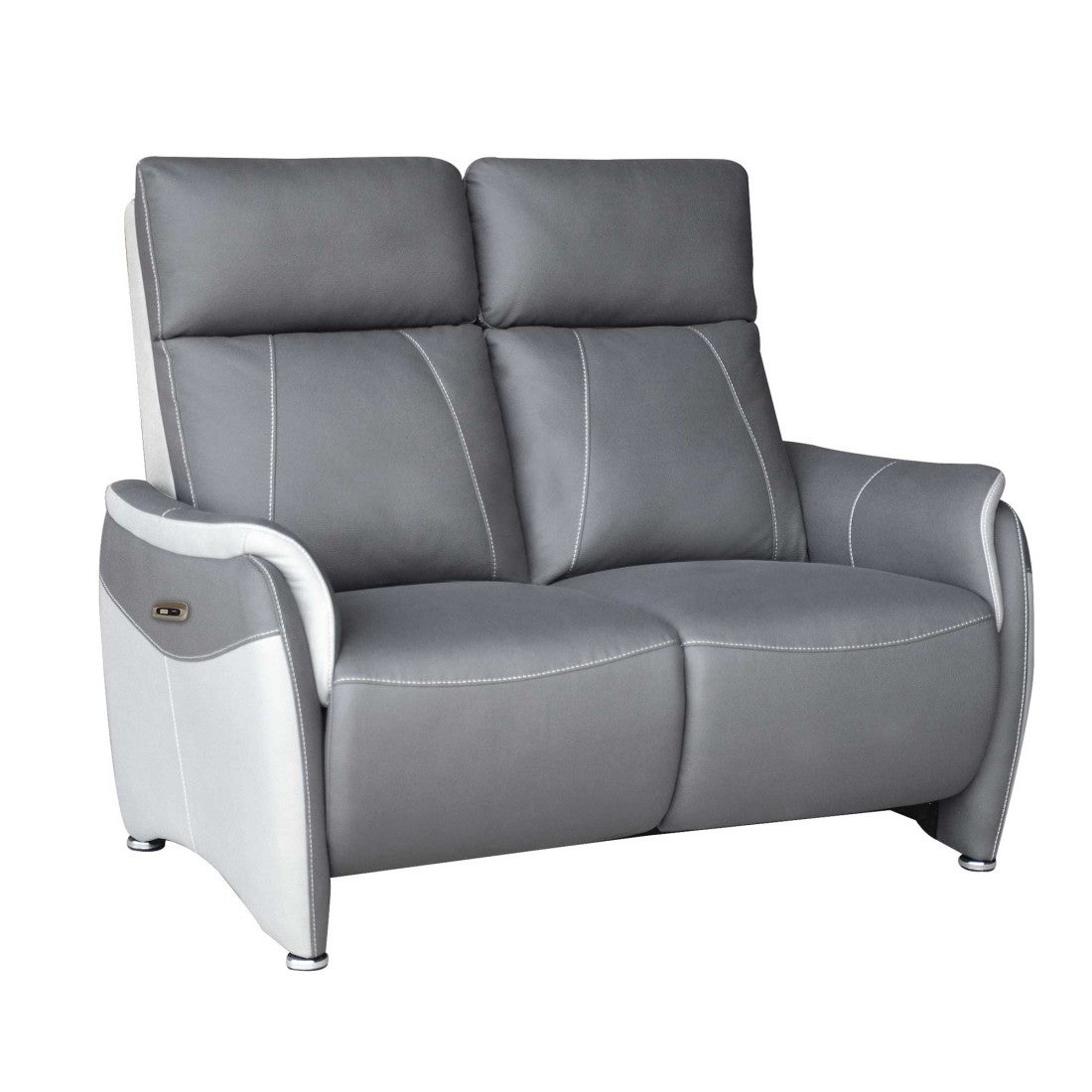 Canapé 2 places Relax électrique Gris Perle/Plomb - PLICY | Leroy Merlin