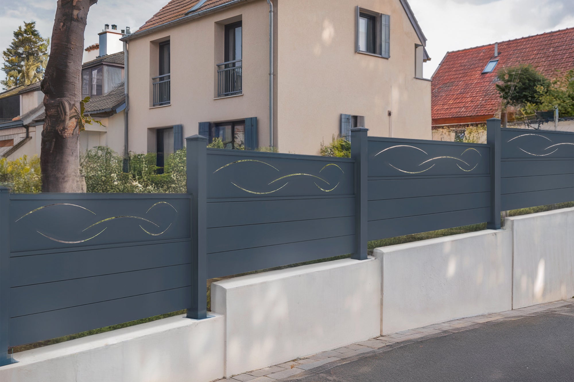 Panneau de clôture aluminium 1.9m semi-ajourée LIFE H.90 cm - Kit ...