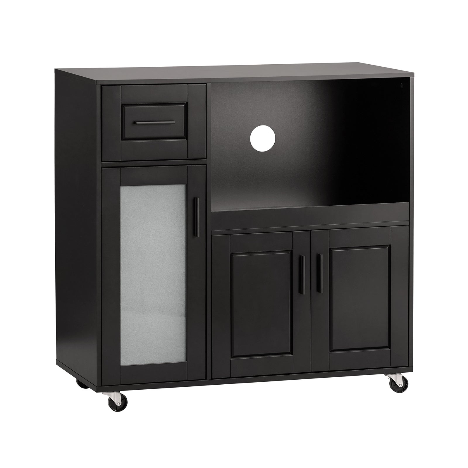 SoBuy FSB78-SCH Meuble Micro-Ondes Buffet Commode sur roulettes avec 3 ...