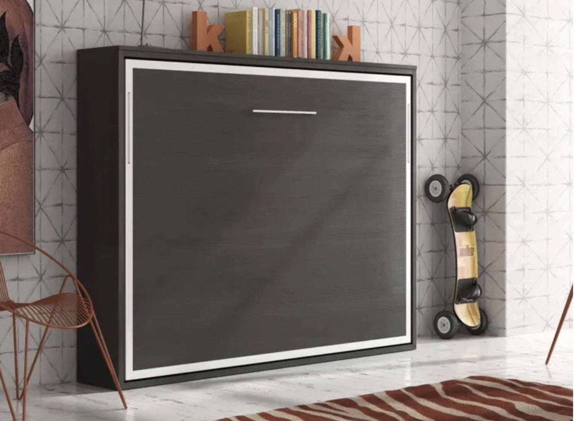 Lit escamotable horizontal 140x200 Valeria - Pieds synchronisés ...