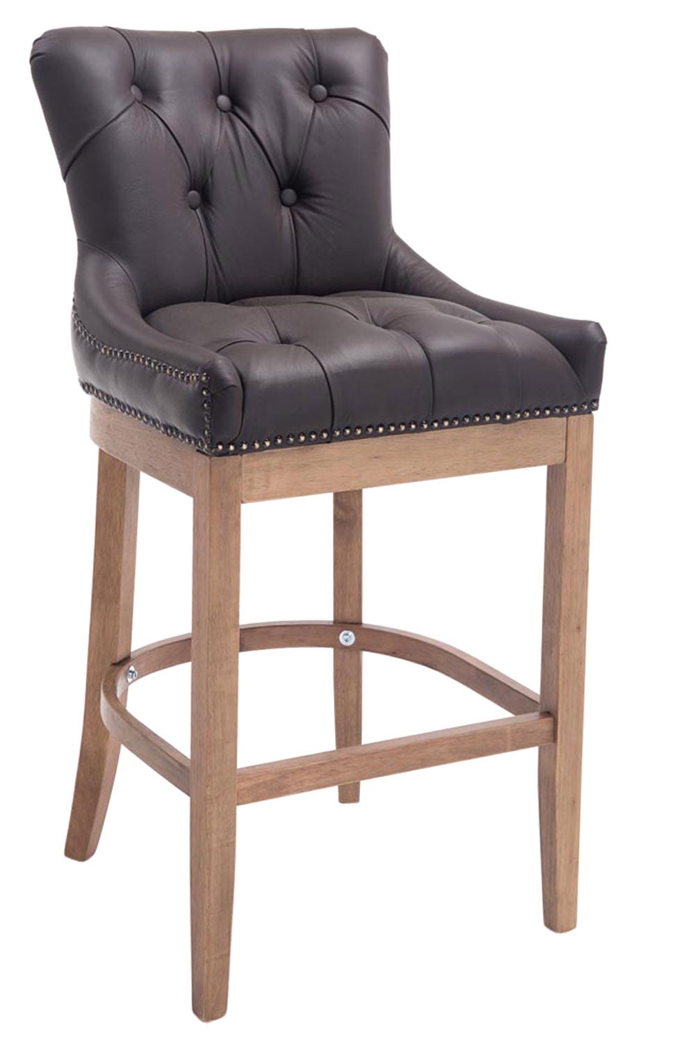 Taburete Lakewood Cuero Aútentico & Madera Clara Marrón | Leroy Merlin