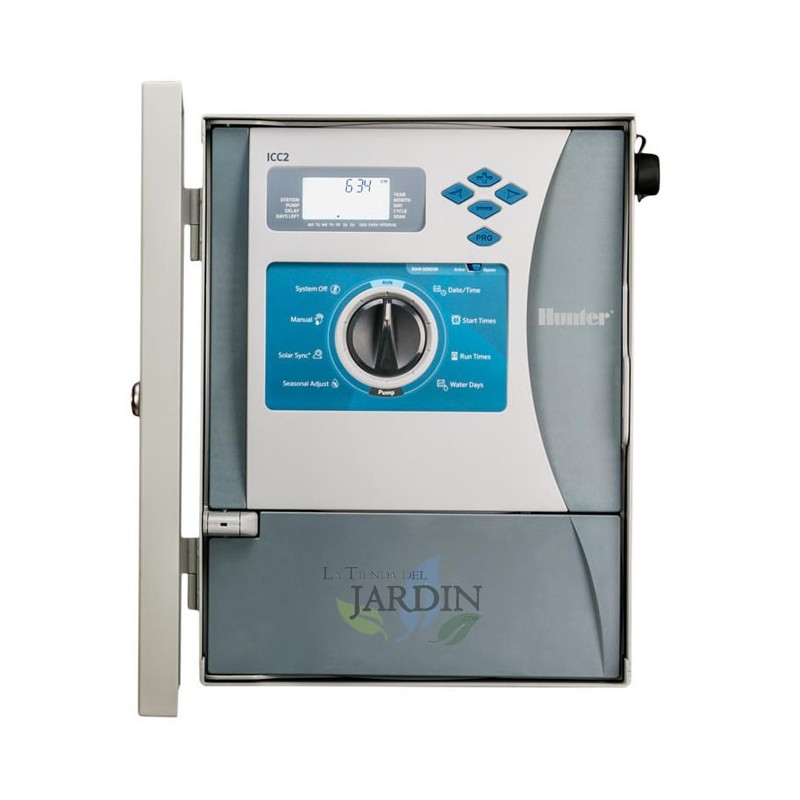Programador de riego eléctrico ICC2 Hunter metal, base 8 estaciones ...