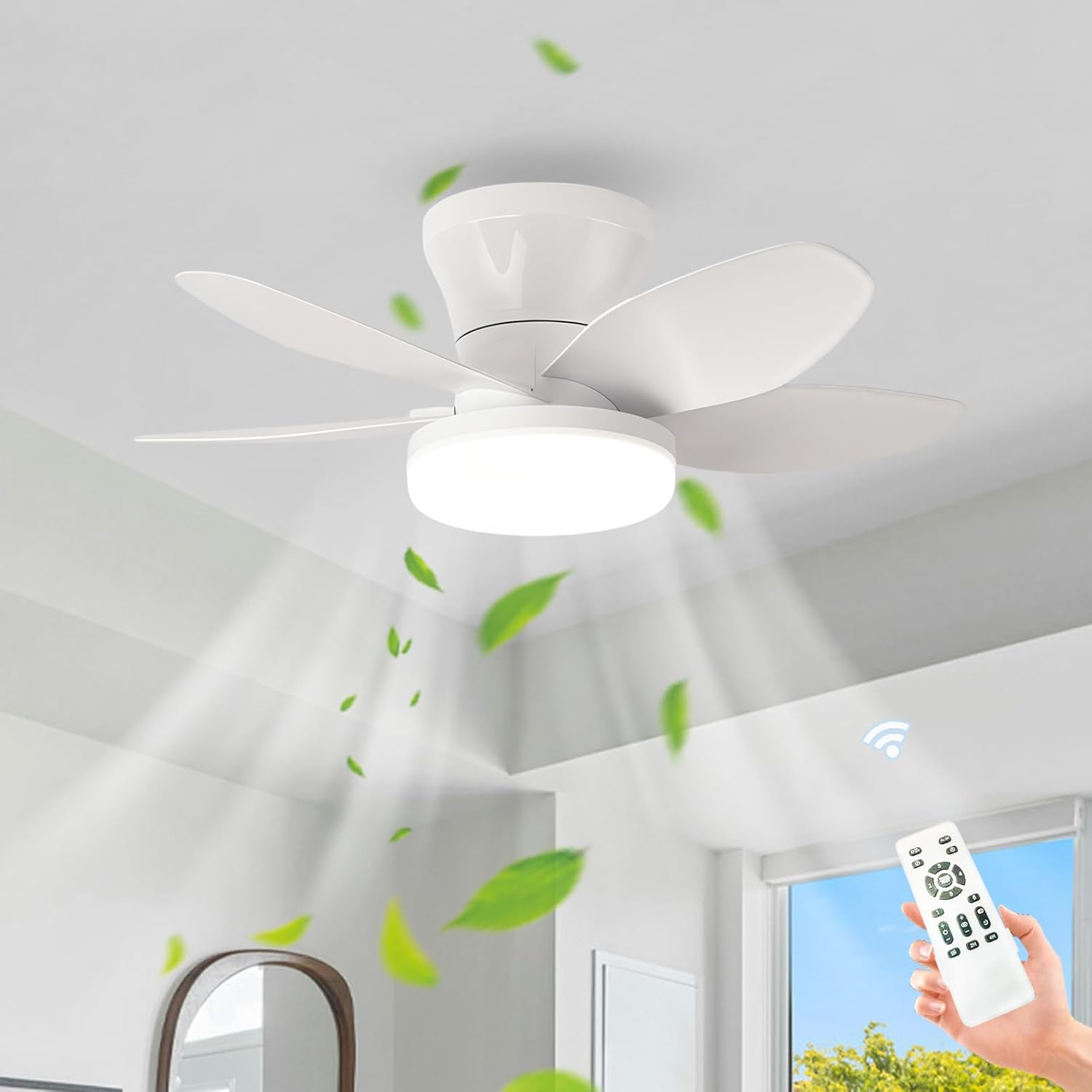 Ventilateur Plafond Avec Lumiere Silencieux, Lustre Ventilo De Plafond ...