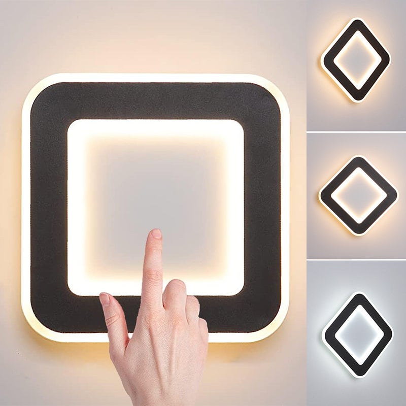 Luminaire LED Murale Tactile 19W - Lampe Carrée Contemporaine 25cm avec ...