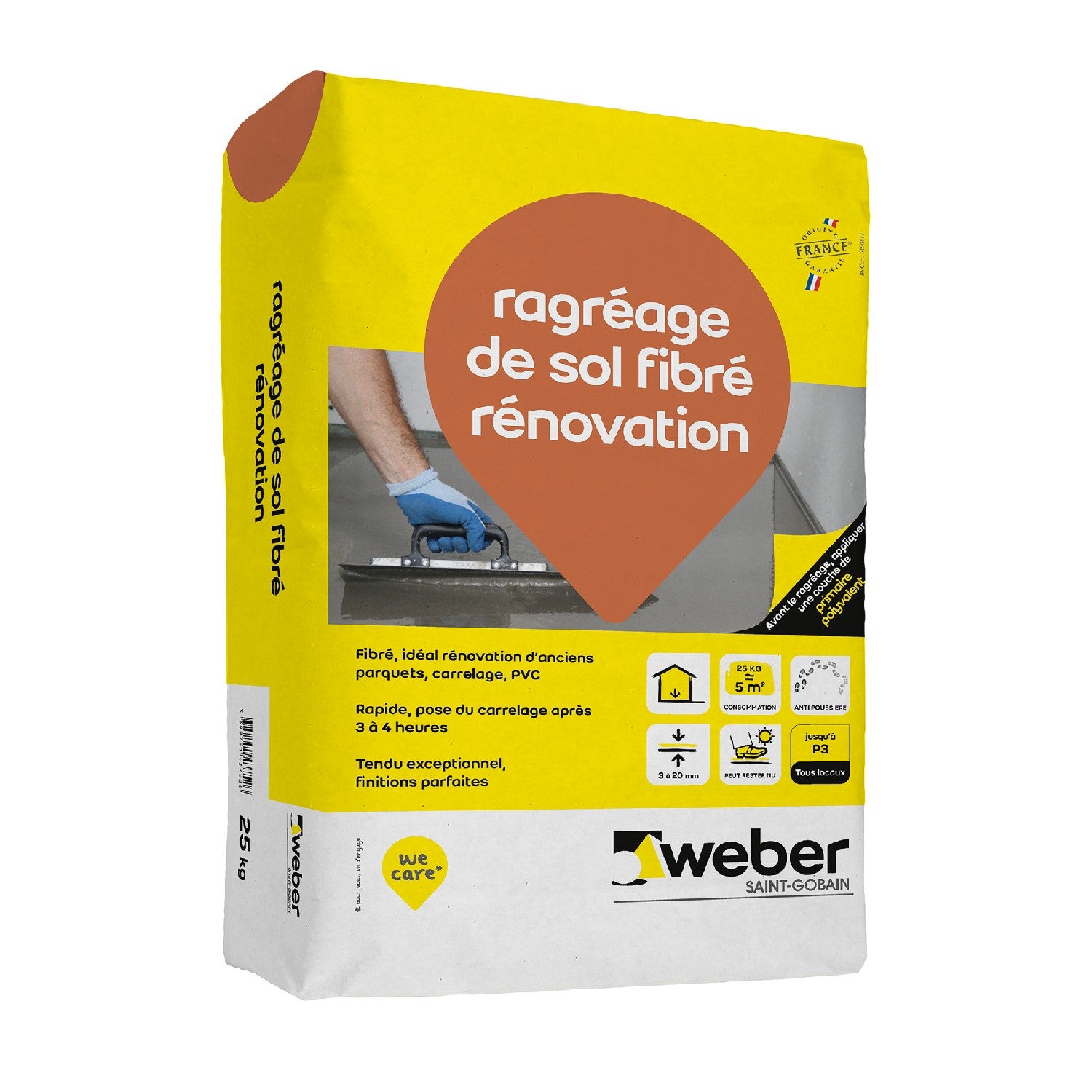 Ragréage de sol fibré rénovation Weber 25kg, autolissant fibré, neuf ou ...
