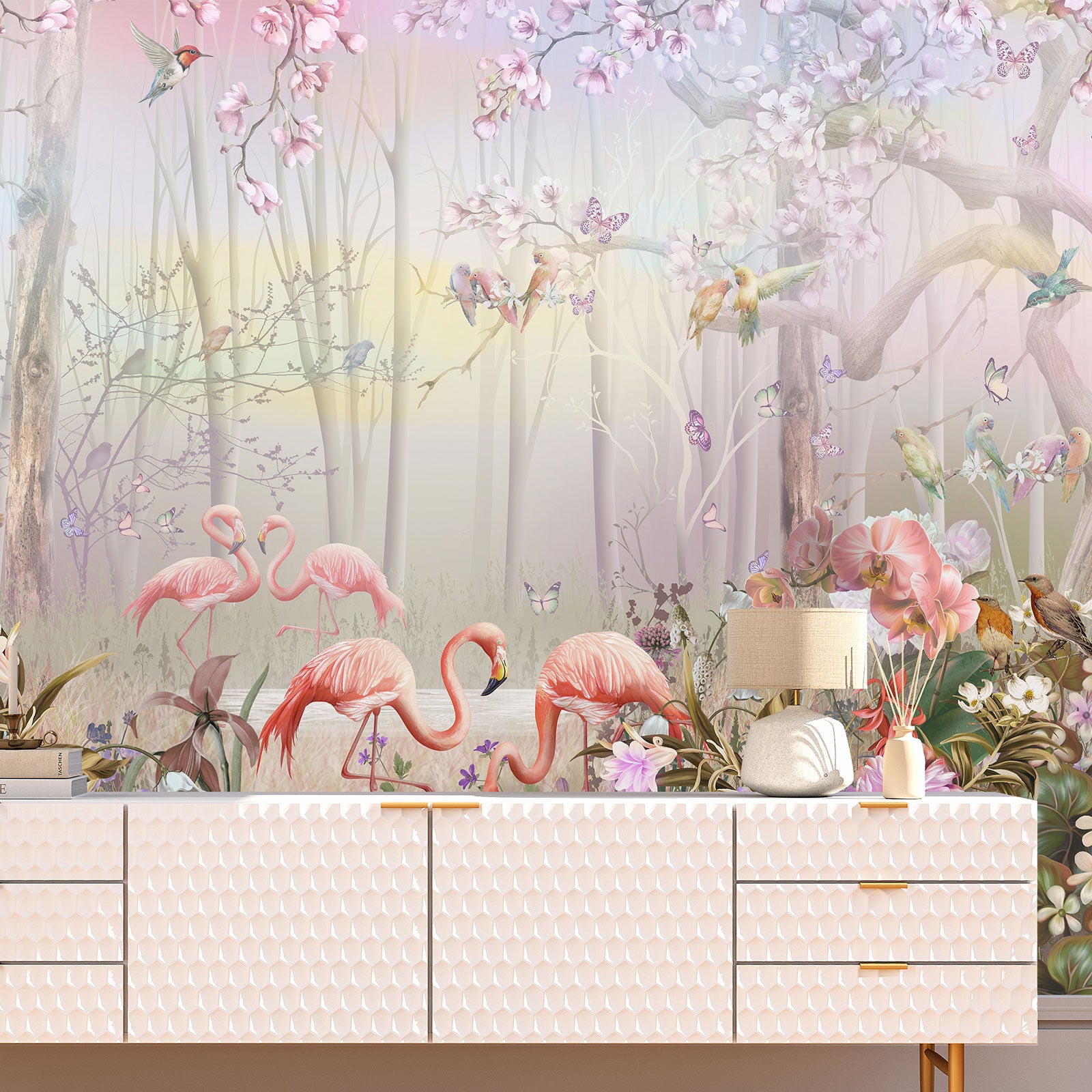 Papier peint panoramique Enfants - Flamants roses 3617680586358 ...