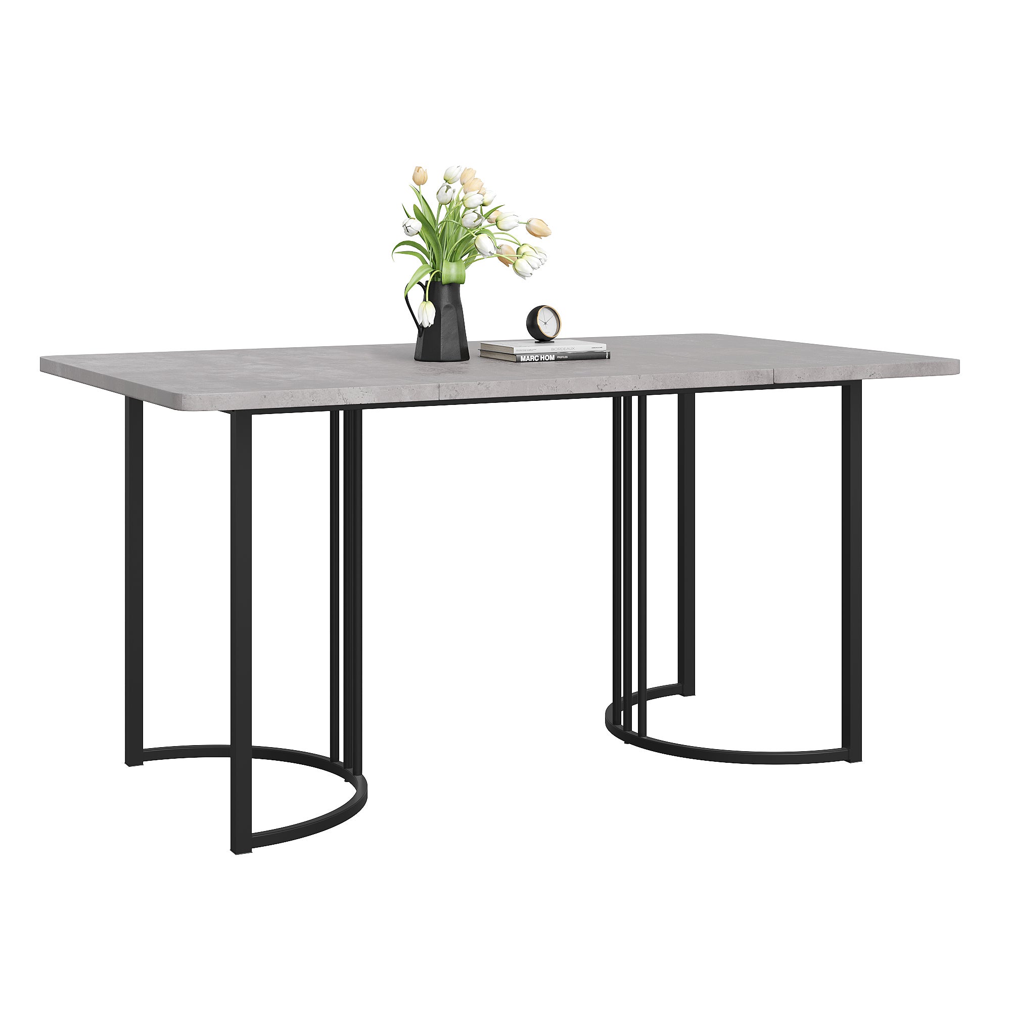 Table Manger 140x80cm (1pc) - Rect., Motif Marbré Mod., Struct. Métal ...