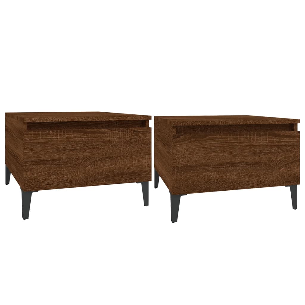 Tables d'appoint 2 pcs contreplaqué chêne marron 50x46x35 cm ...