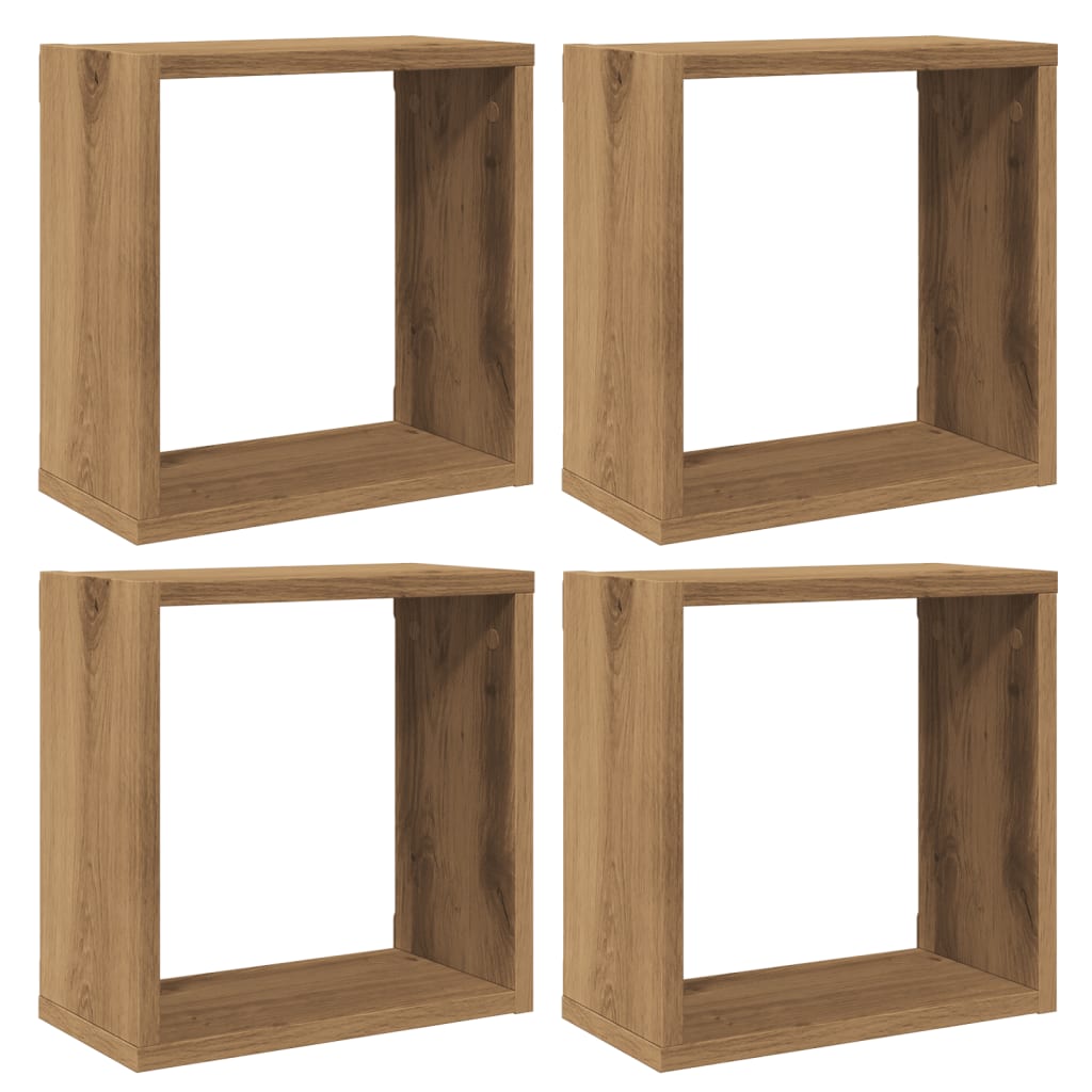 Mensole a cubo da parete 4 pz in legno di rovere artigianale 30x15x30 ...