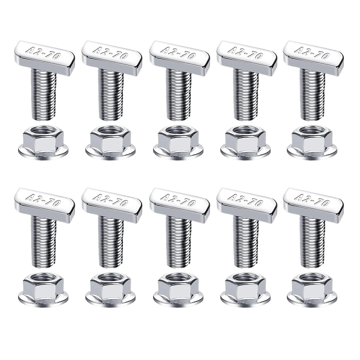 10pcs T Nuts and Bolts, Aluminum T Slot Kit, Fastener Screw Set with ...