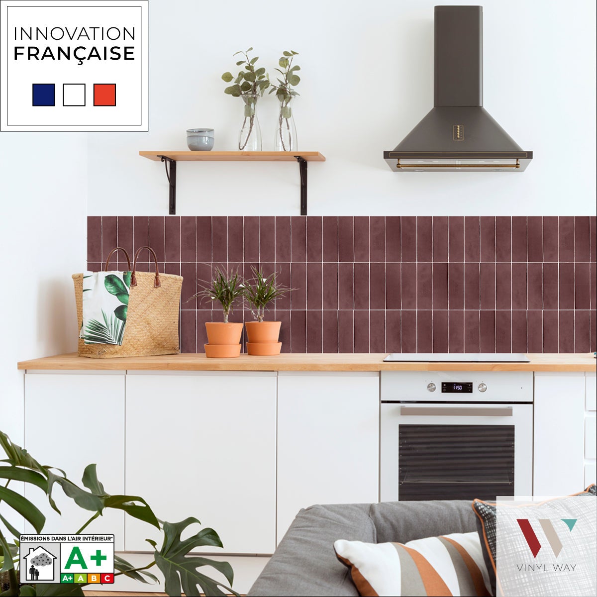 8 carreaux adhésifs 20x20cm Bradia / Zelliges Rectangles / marron / pour douche, murs, sol ...