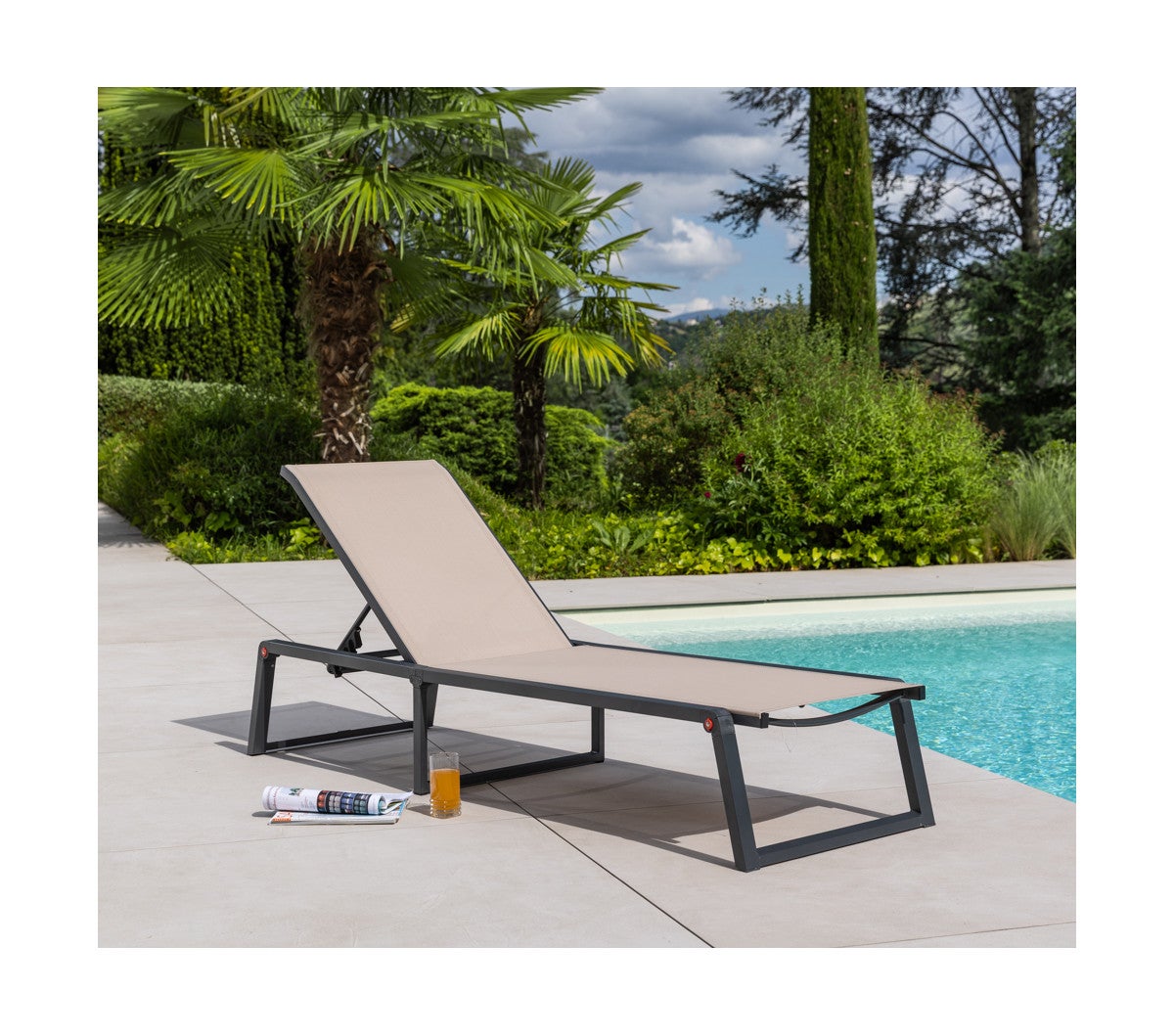 Transat de jardin en aluminium - pliable - lin - NARA | Leroy Merlin