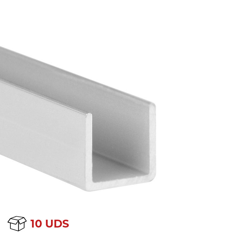 Perfil en U | Fabricado en Aluminio | Acabado en Anodizado Mate | Medidas 10*10*1000 mm ...